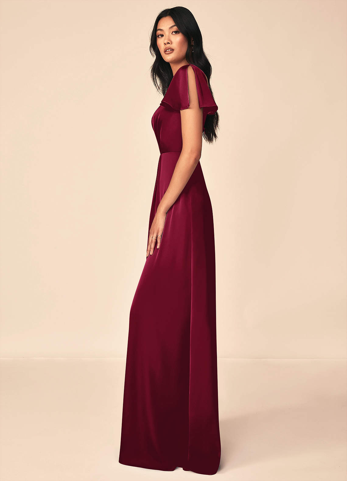 Azazie Soren Stretch Satin Dress Burgundy Bridesmaid Dresses | Azazie