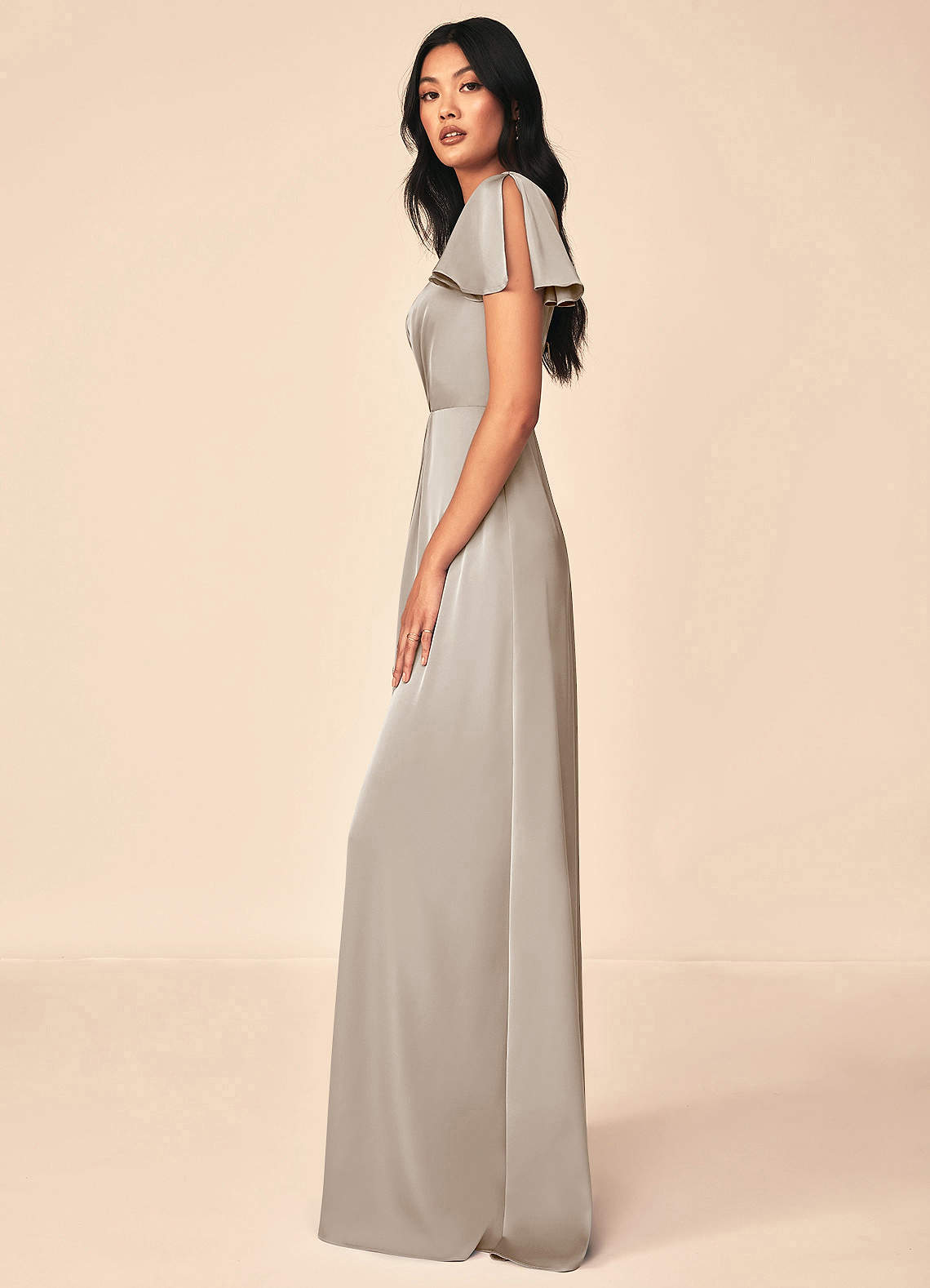Azazie Soren Stretch Satin Dress Frost Bridesmaid Dresses | Azazie