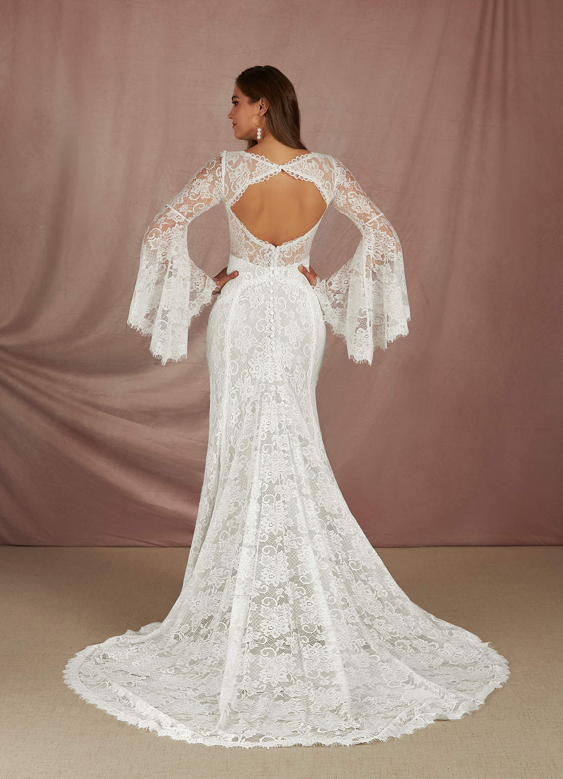 Diamond White Azazie Hayes Diamond White Mermaid V-Neck Lace Dress | Azazie