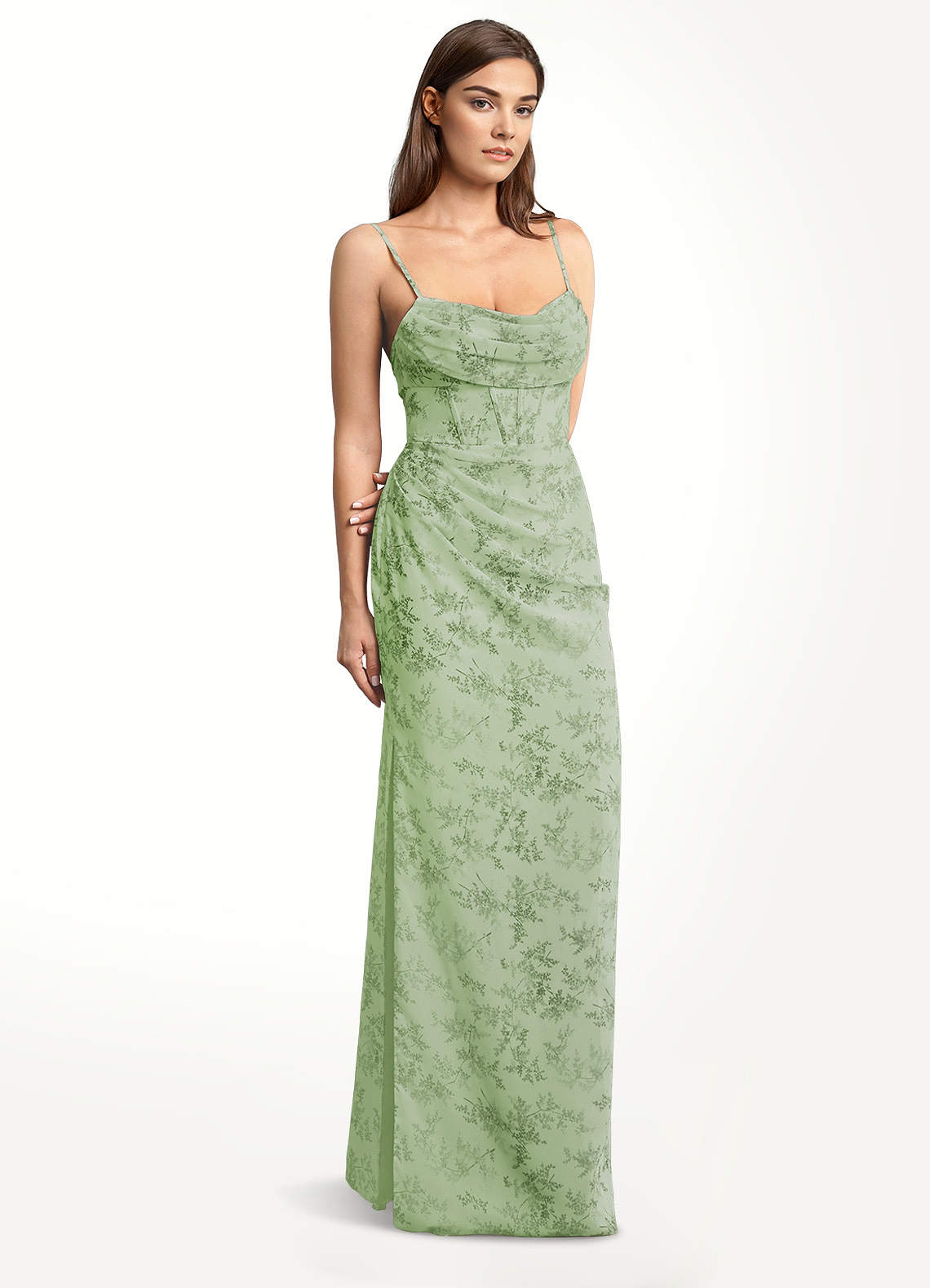 Green Fern Floral Azazie Mai Bridesmaid Dresses | Azazie
