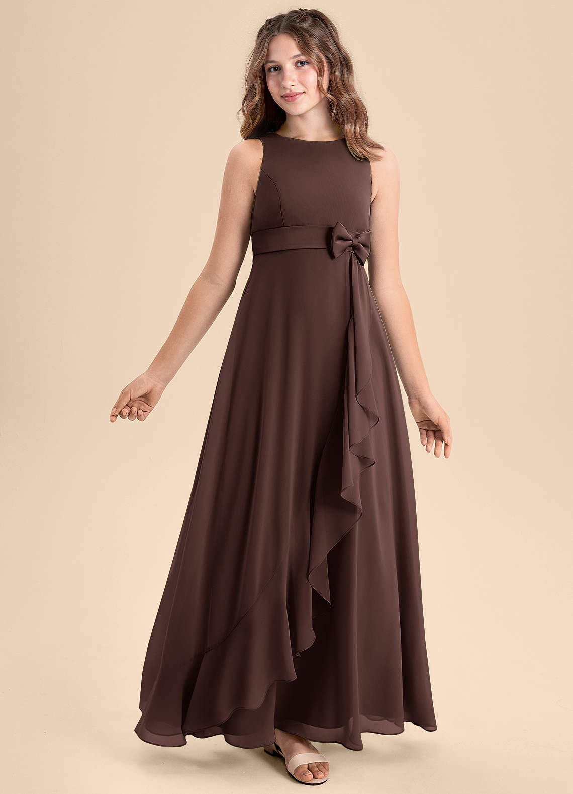 Azazie Lilenne Junior Bridesmaid Dress in Ganache | Azazie AU