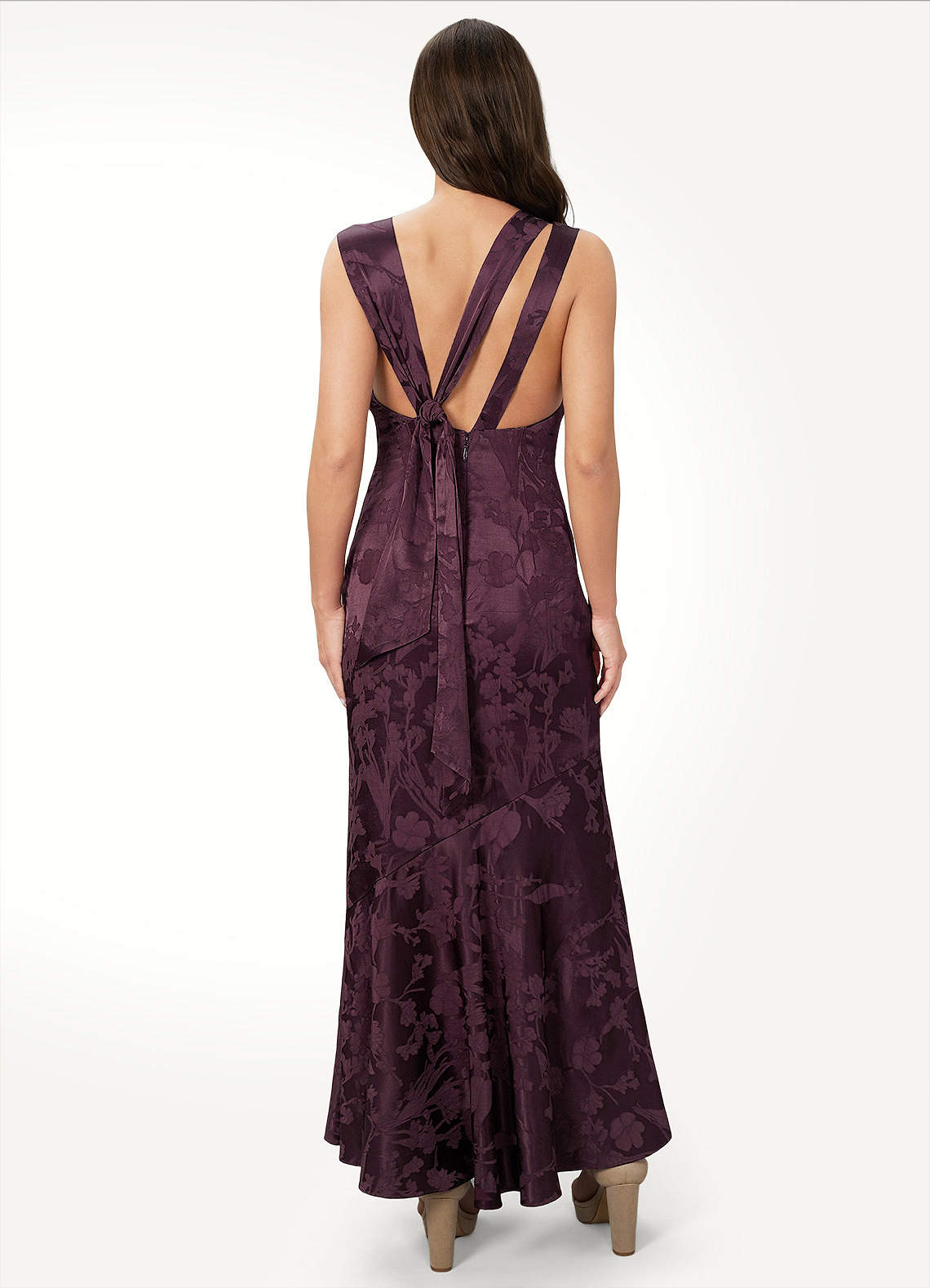Bellini Grape Jacquard Satin Maxi Dress | Azazie