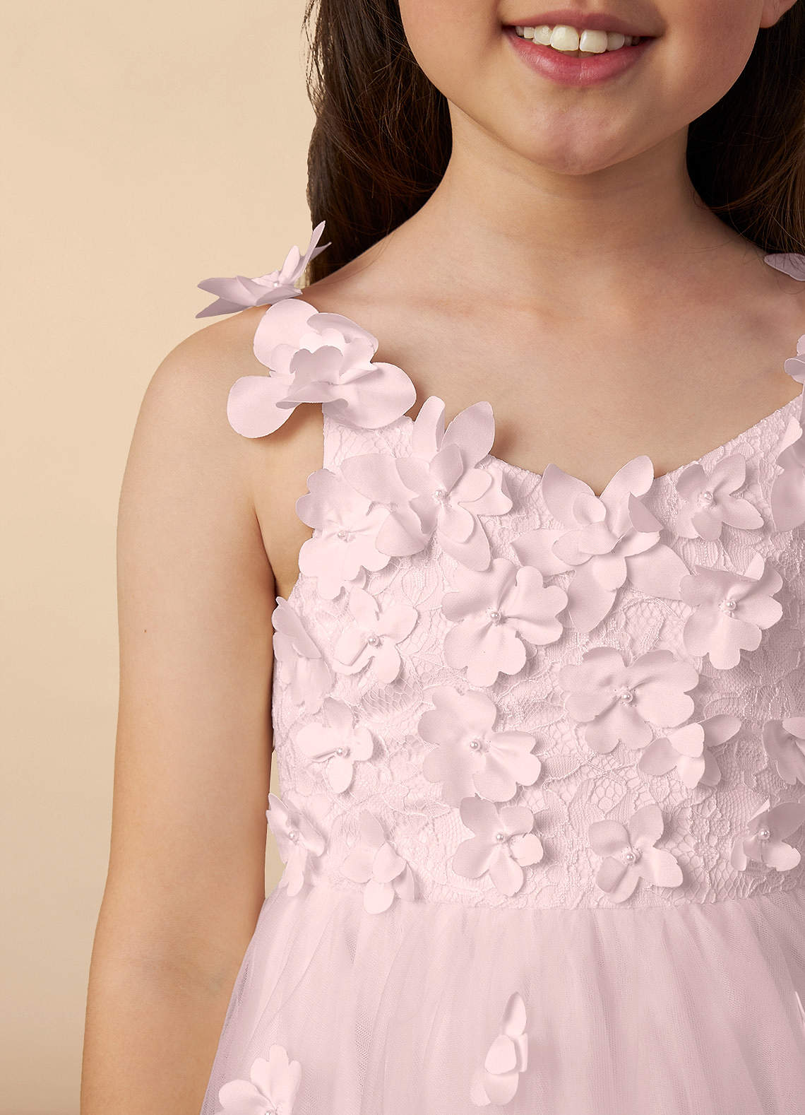 Azazie Ceres Blushing Pink Ball-Gown Lace Tulle Dress | Azazie