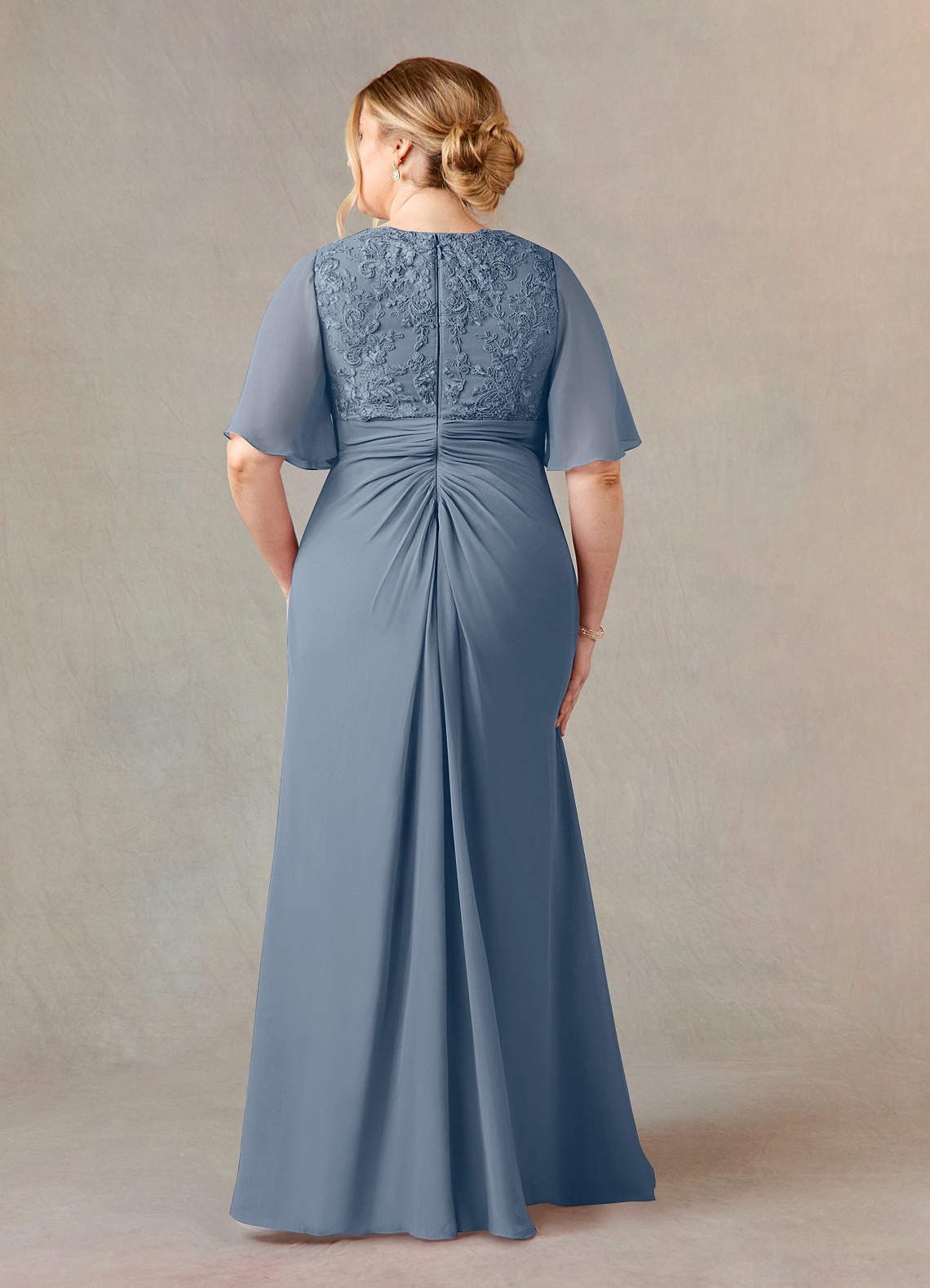 Twilight Azazie Carson Twilight A-Line V-Neck Lace Chiffon Dress | Azazie