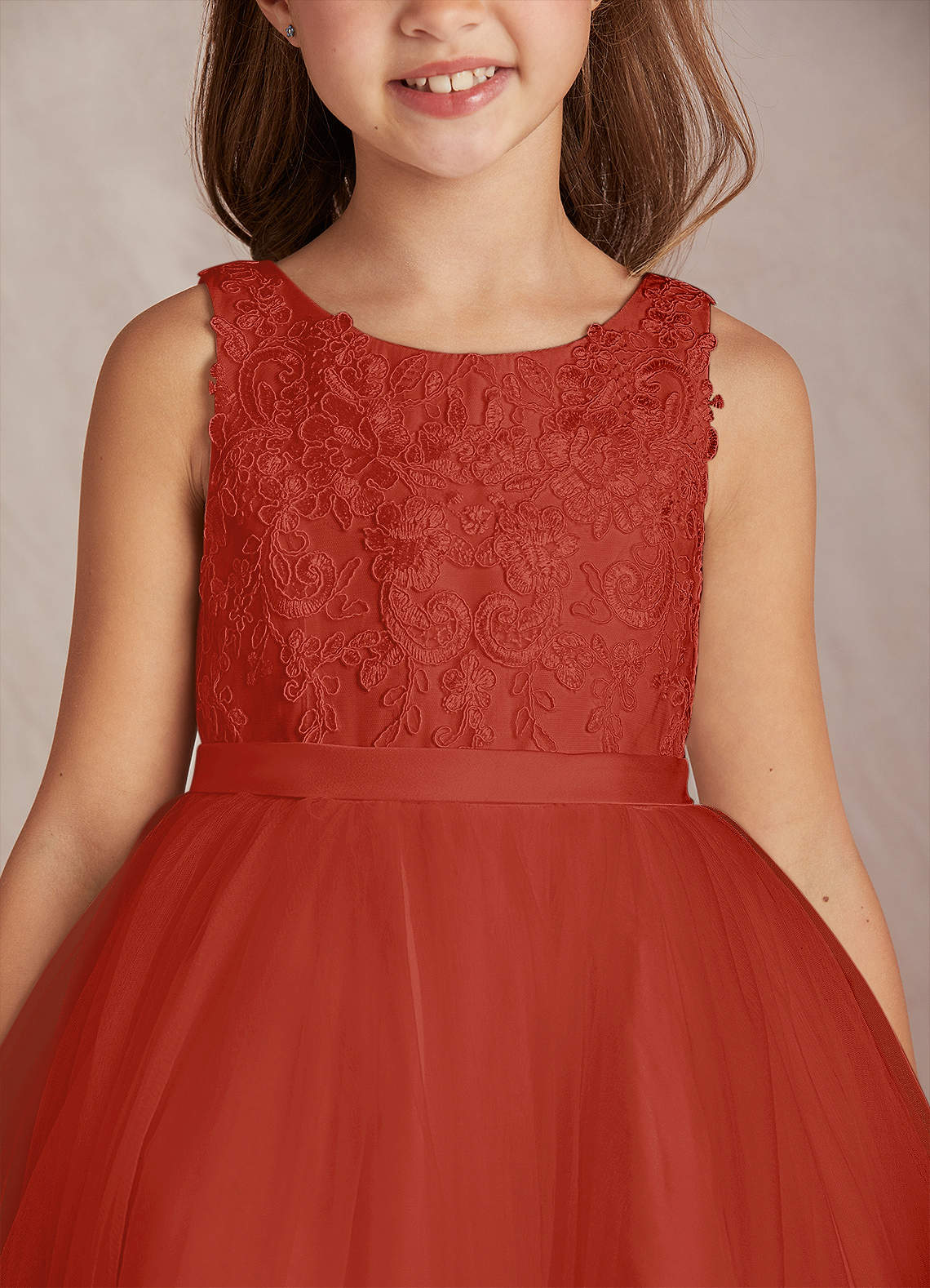 Azazie Calla Rust Ball-Gown Lace Tulle Dress | Azazie
