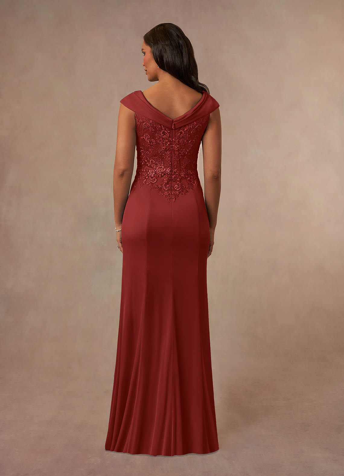 Azazie Calathea Rust A-Line Lace Dress | Azazie