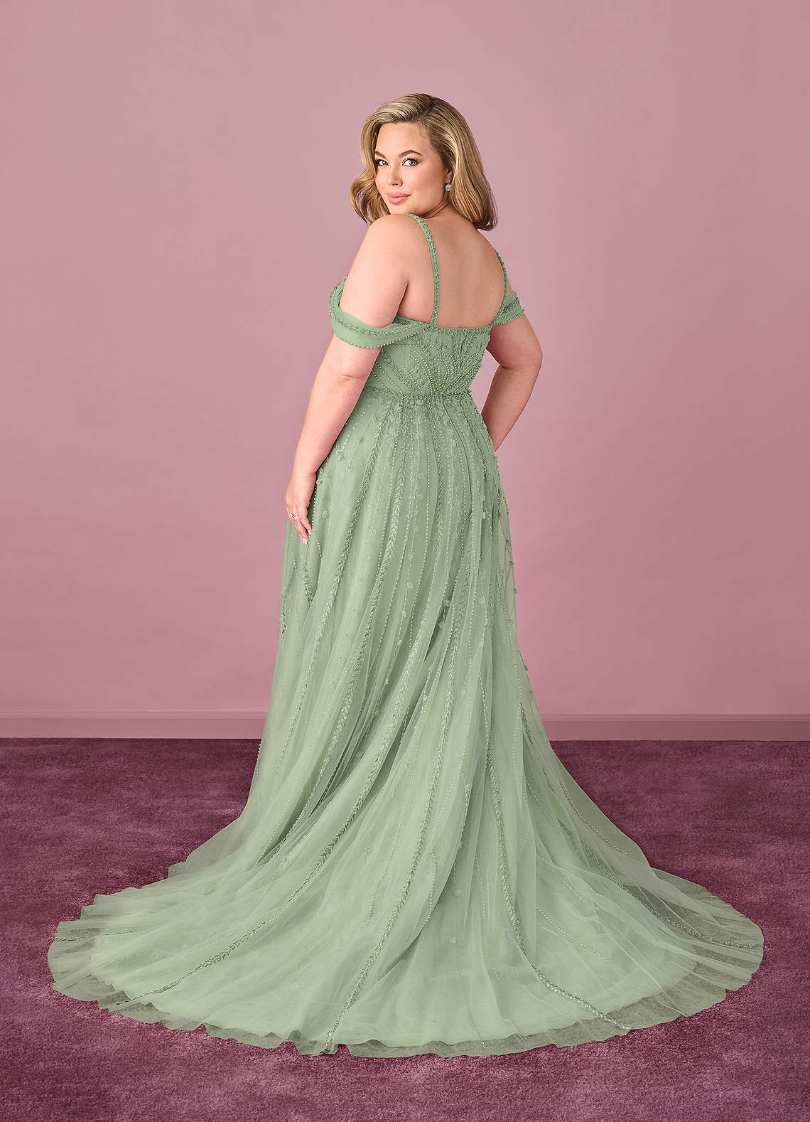 Barbie ♥ Azazie Beaded Motif Corset Bodice Tulle A-Line Gown | Azazie