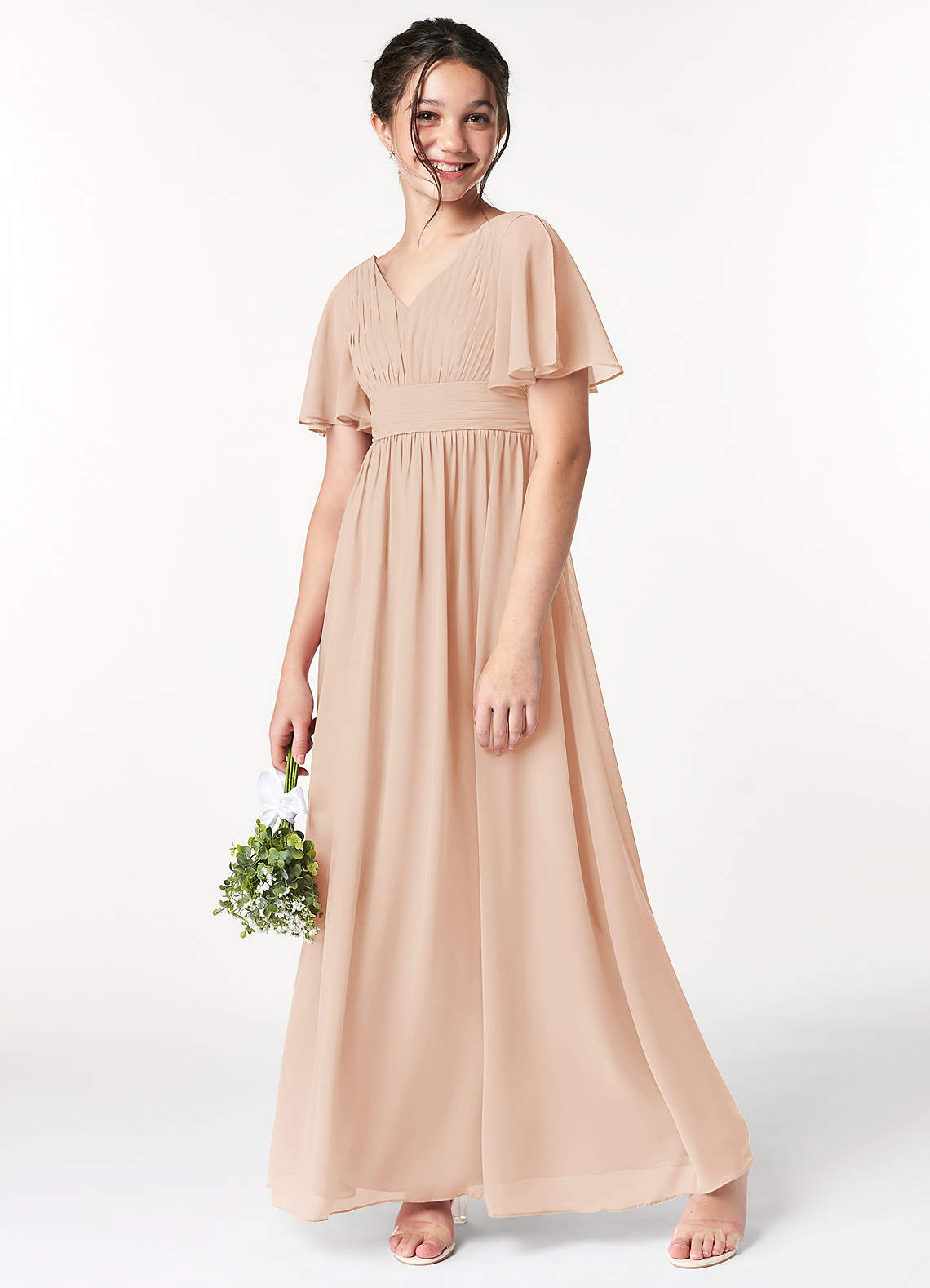 Azazie Temeka Junior Bridesmaid Dress in English Rose | Azazie