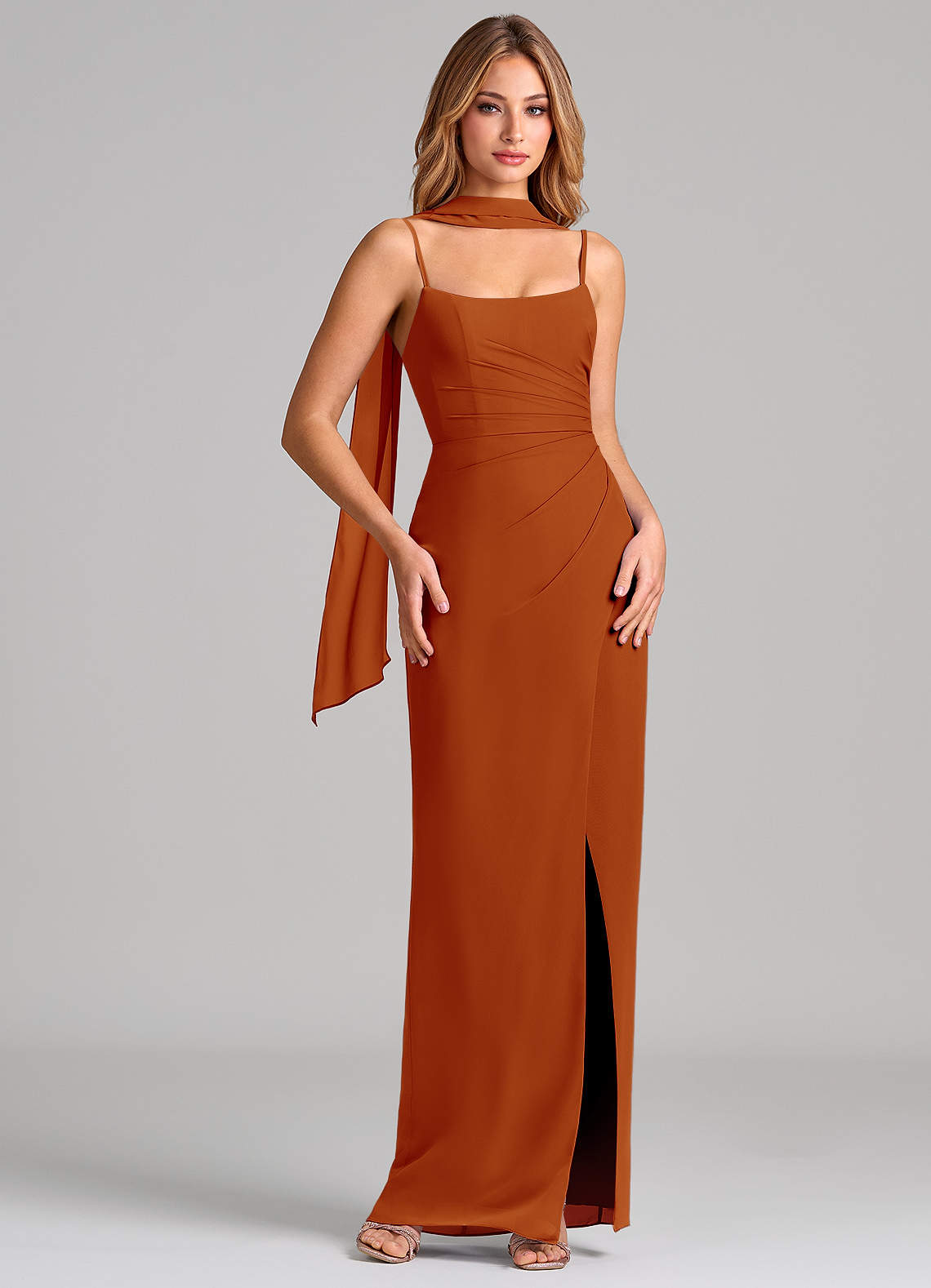 Azazie Calandra Paprika Chiffon Bruidsmeisjesjurken | Azazie