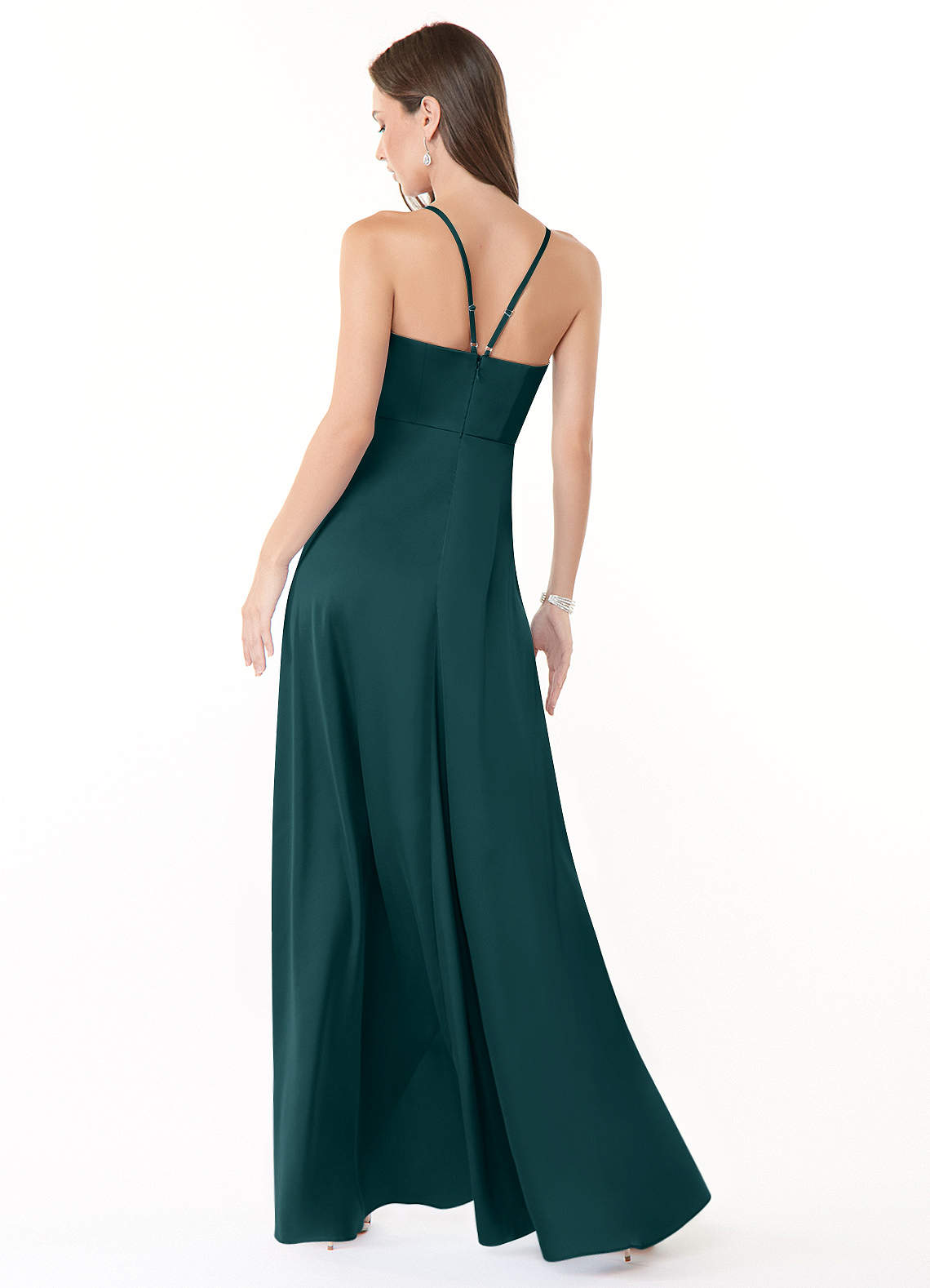 Azazie Harpie Stretch Satin Dress Pine Bridesmaid Dresses | Azazie CA