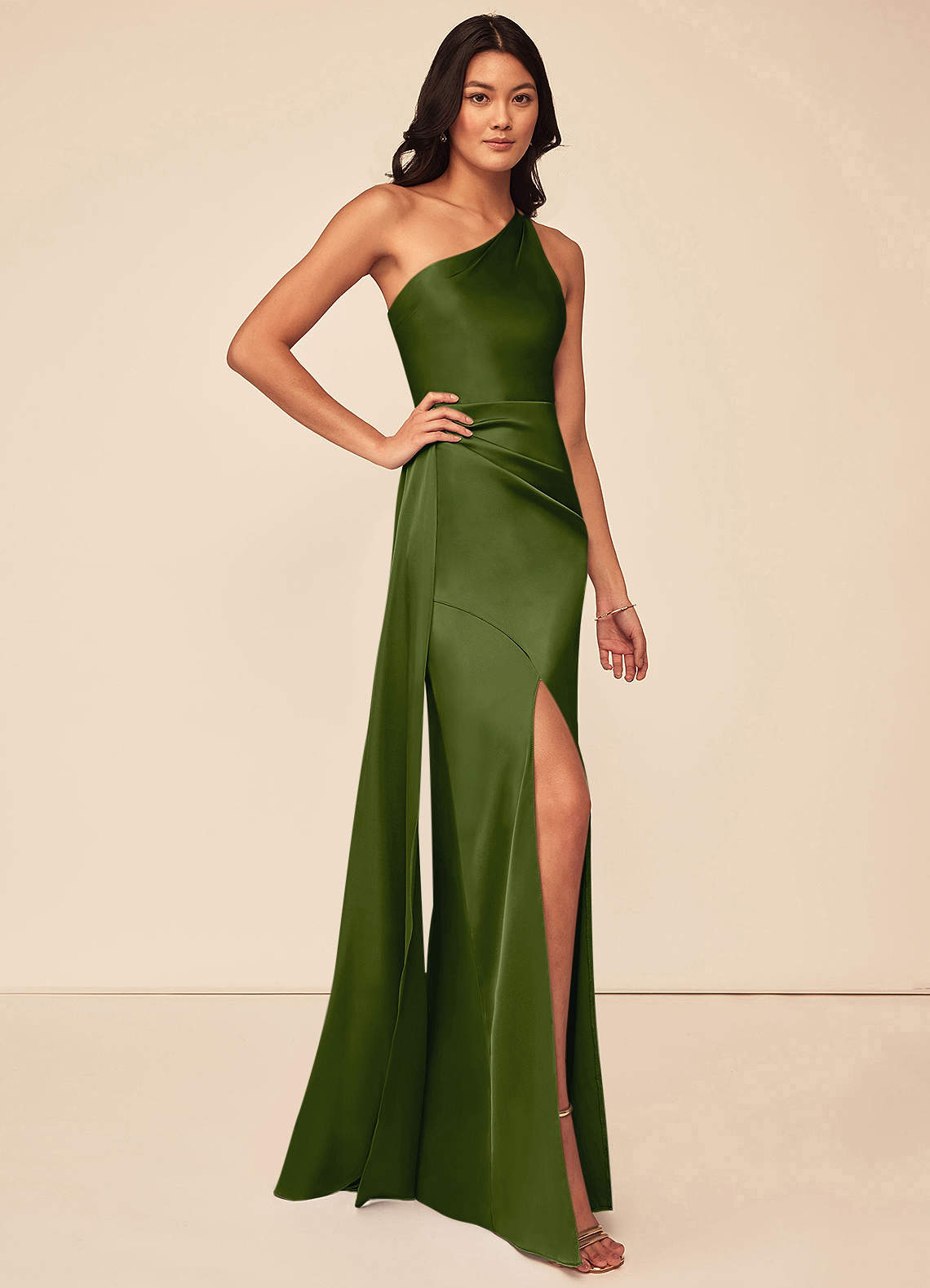 Azazie Maron Stretch Satin Dress Juniper Bridesmaid Dresses | Azazie