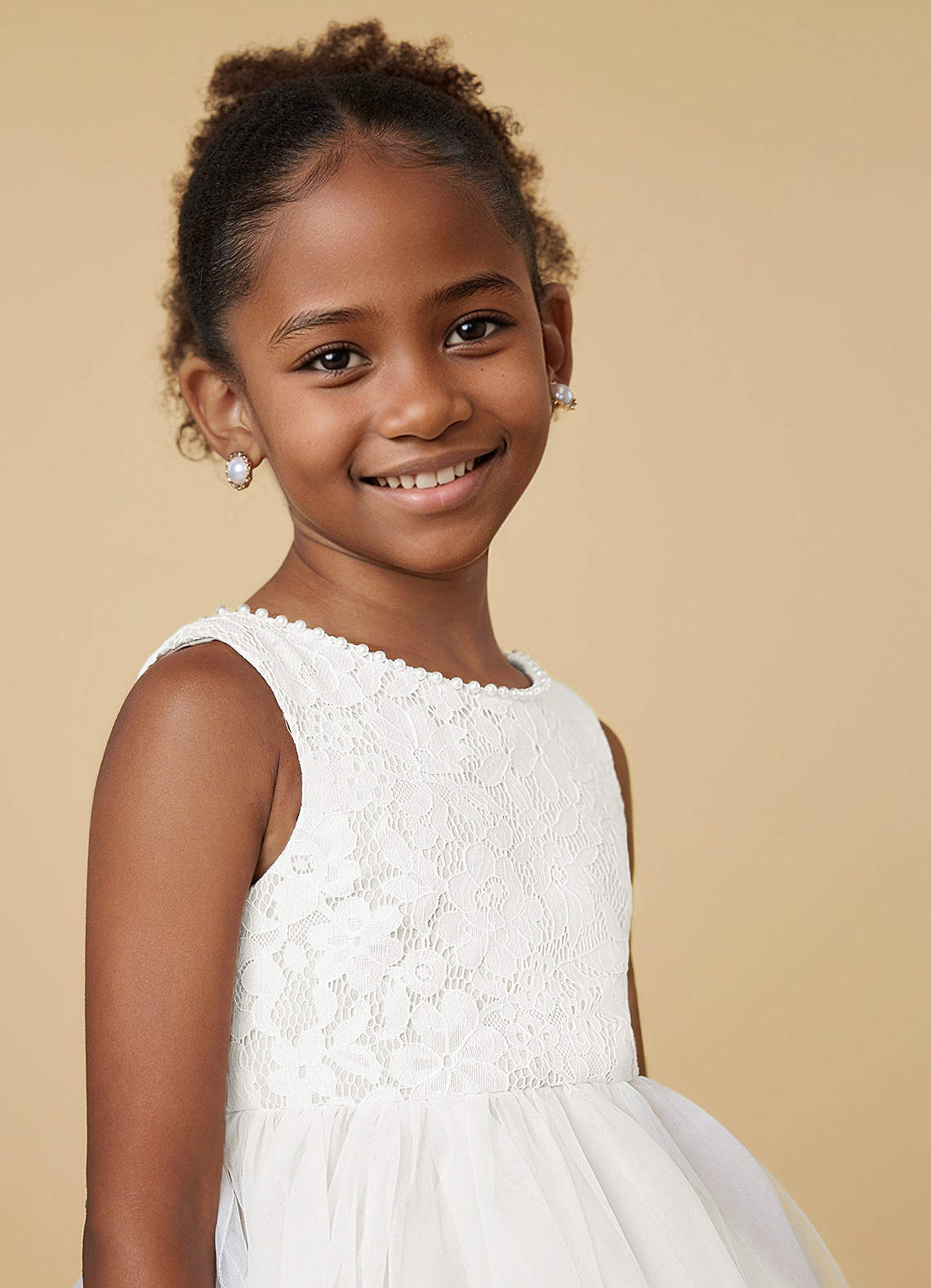 Azazie Sharlie Diamond White A-Line Lace Tulle Dress | Azazie