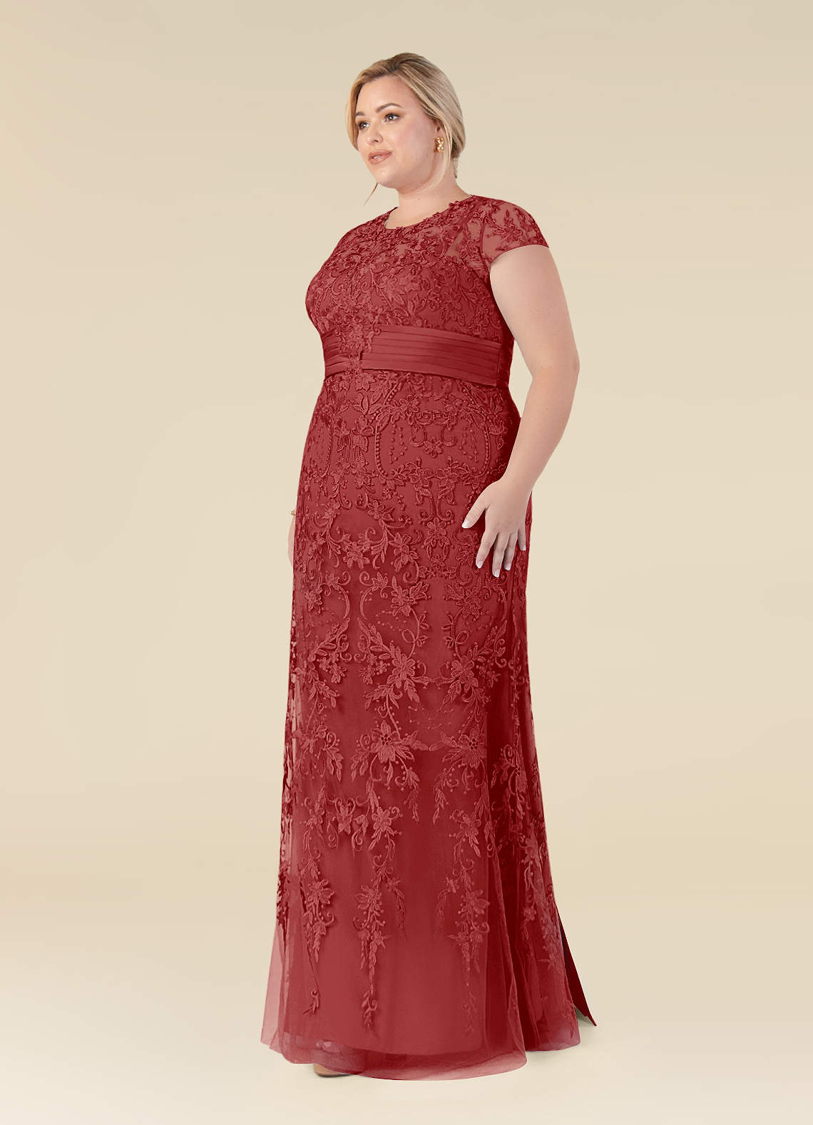 Rust Azazie Jamila Rust Mermaid Lace Dress | Azazie