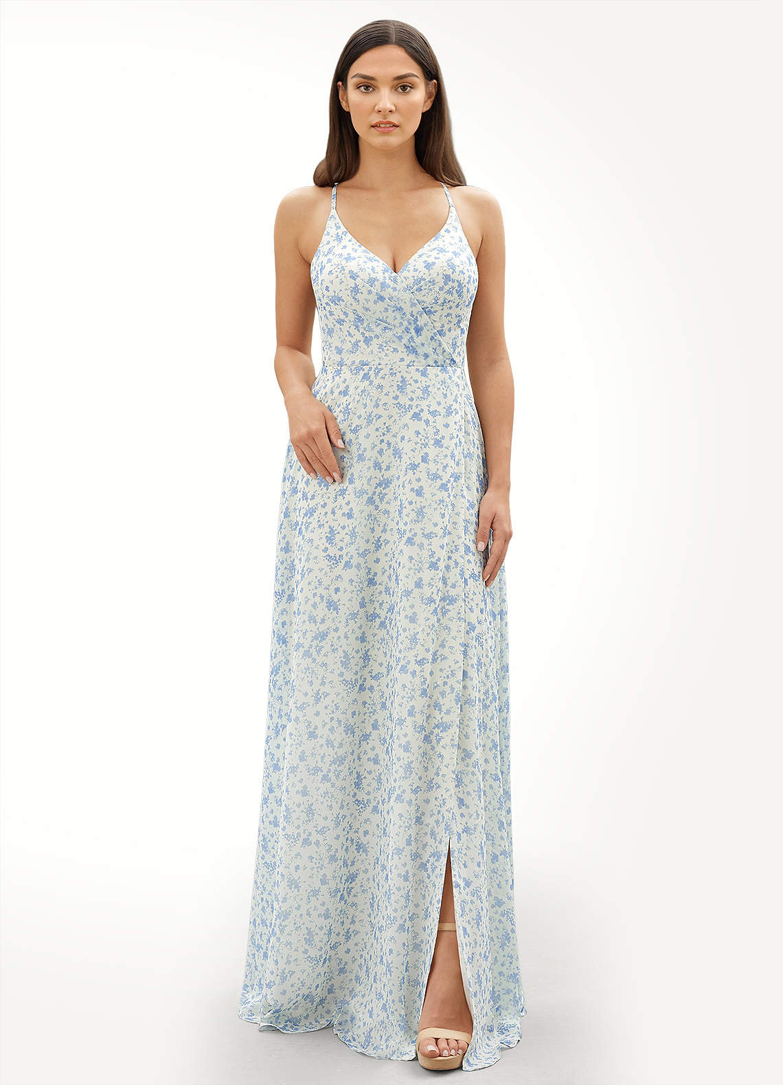 Azazie Davis Blue And White Ditsy Floral Bridesmaid Dresses | Azazie