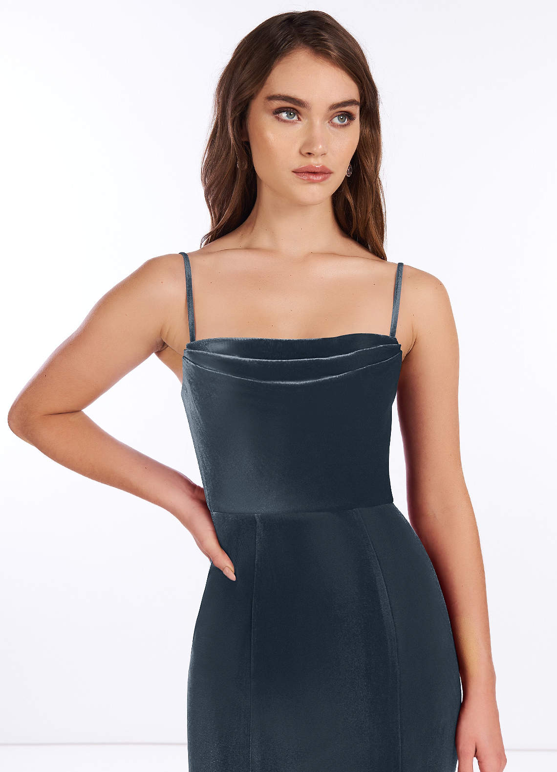 French Blue Azazie Solange Velvet Dress Bridesmaid Dresses | Azazie