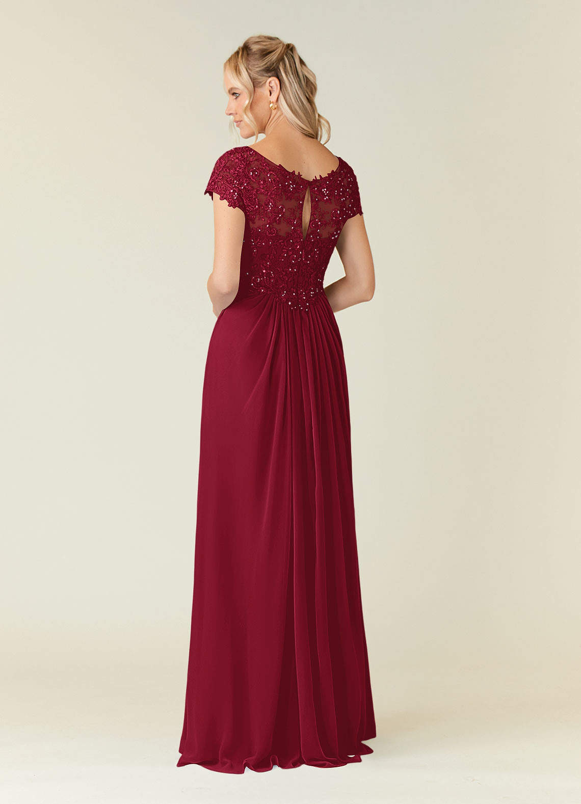 Azazie Jet Burgundy A-Line Sequins Chiffon Dress Mother of the Bride ...