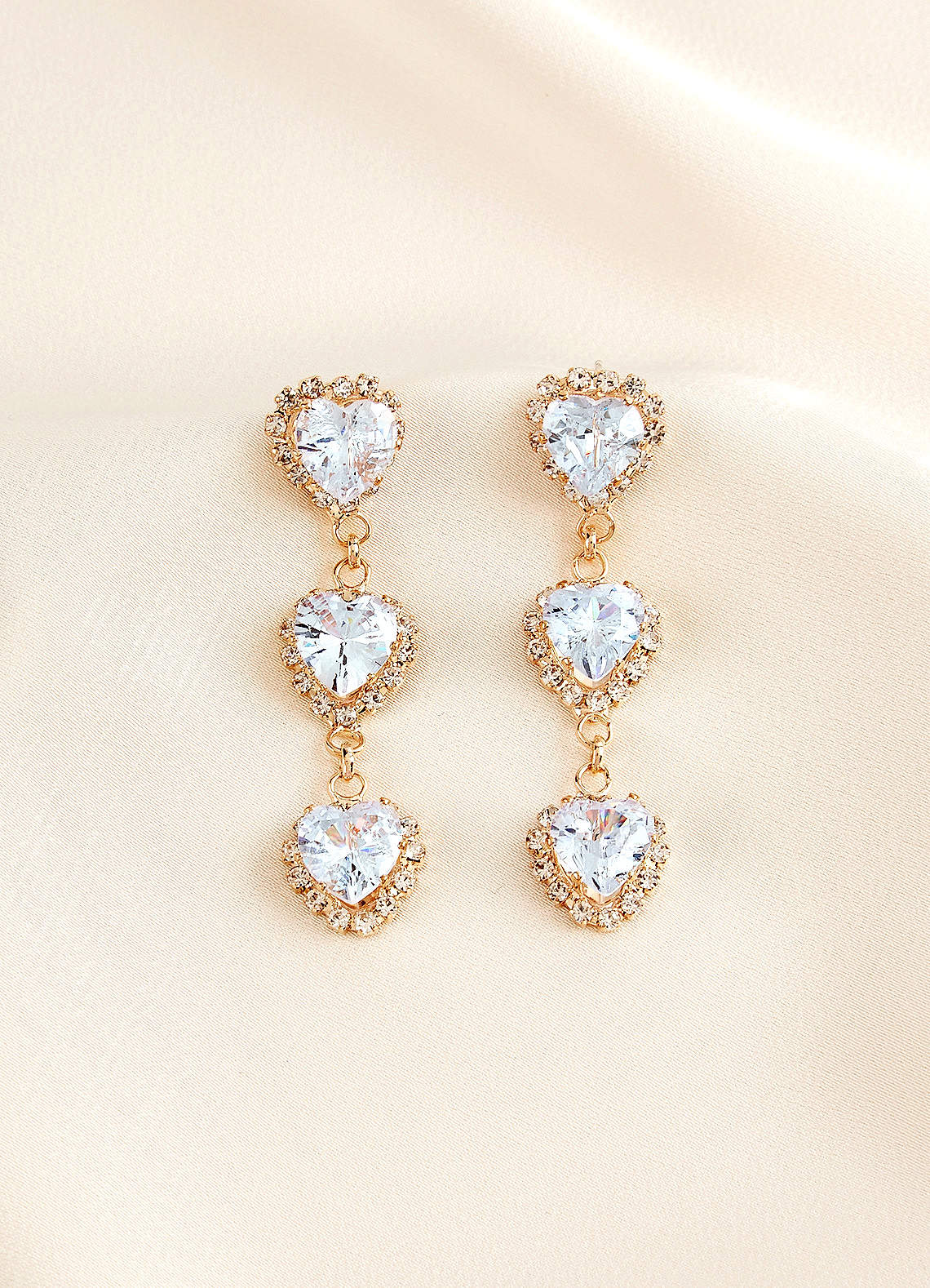 Rhinestone Heart Drop Earrings | Azazie