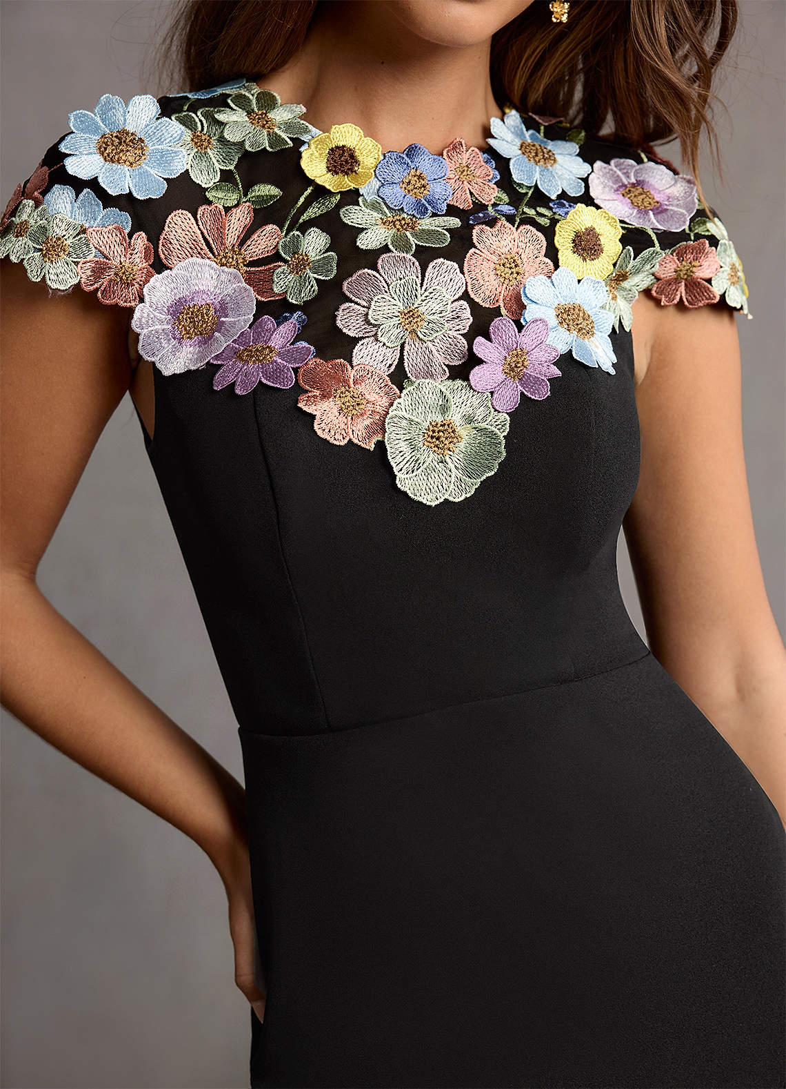 Beatrix Black and Multi Floral Gown Atelier Dresses | Azazie