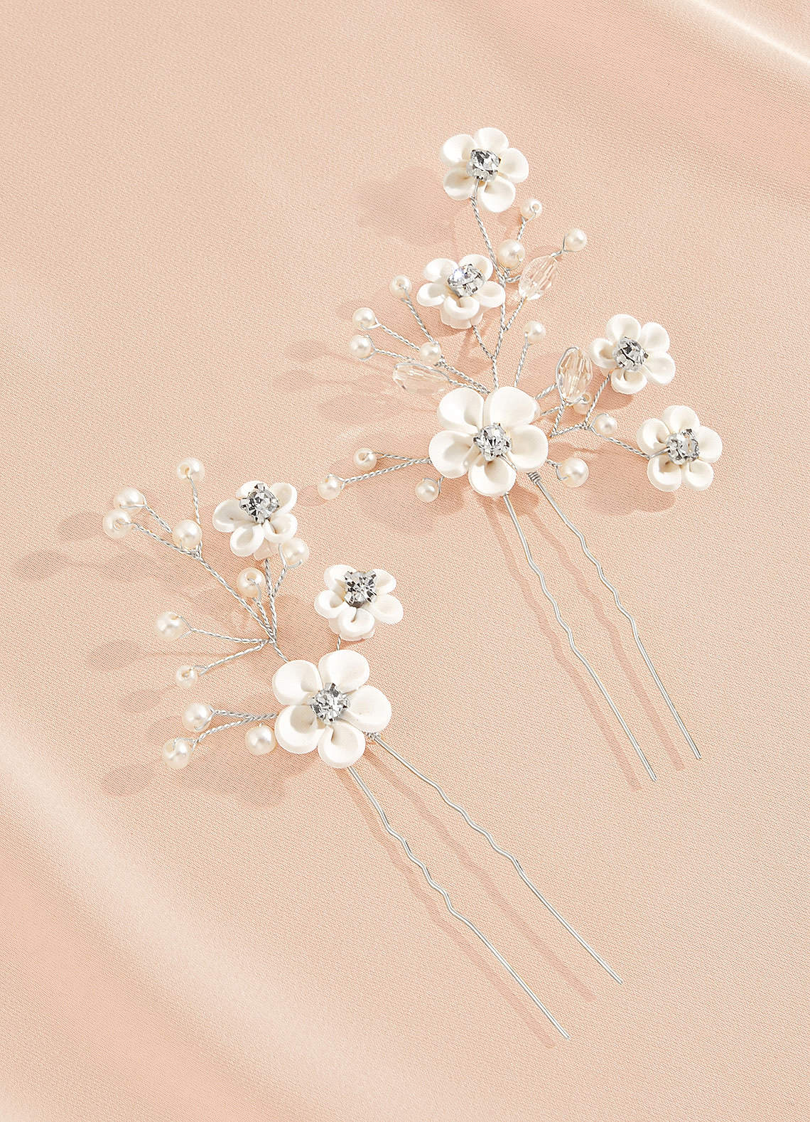 White Flower U-Shaped Hairpin Set | Azazie