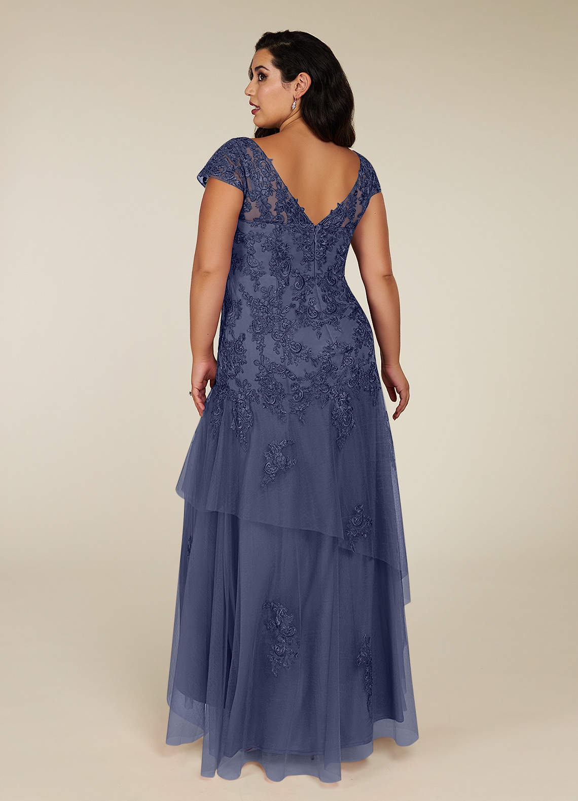 Stormy Azazie Romy Mermaid V-Neck Sequins Tulle Floor-Length Dress | Azazie