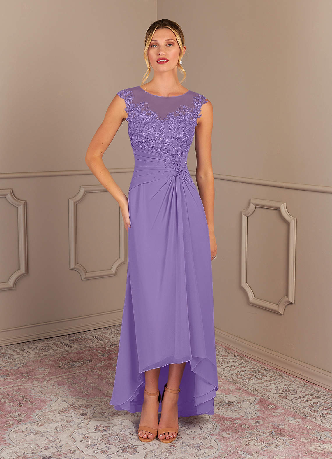 Azazie Endora Tahiti A-Line Scoop Lace Chiffon Dress | Azazie