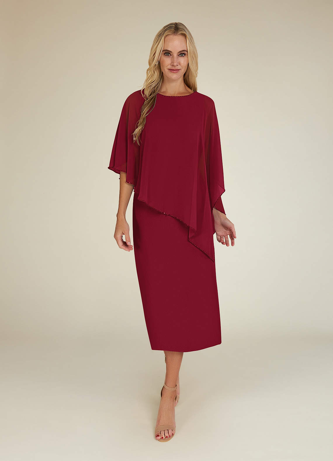 Burgundy Azazie Sparrow Burgundy Sheath Sequins Chiffon Dress | Azazie