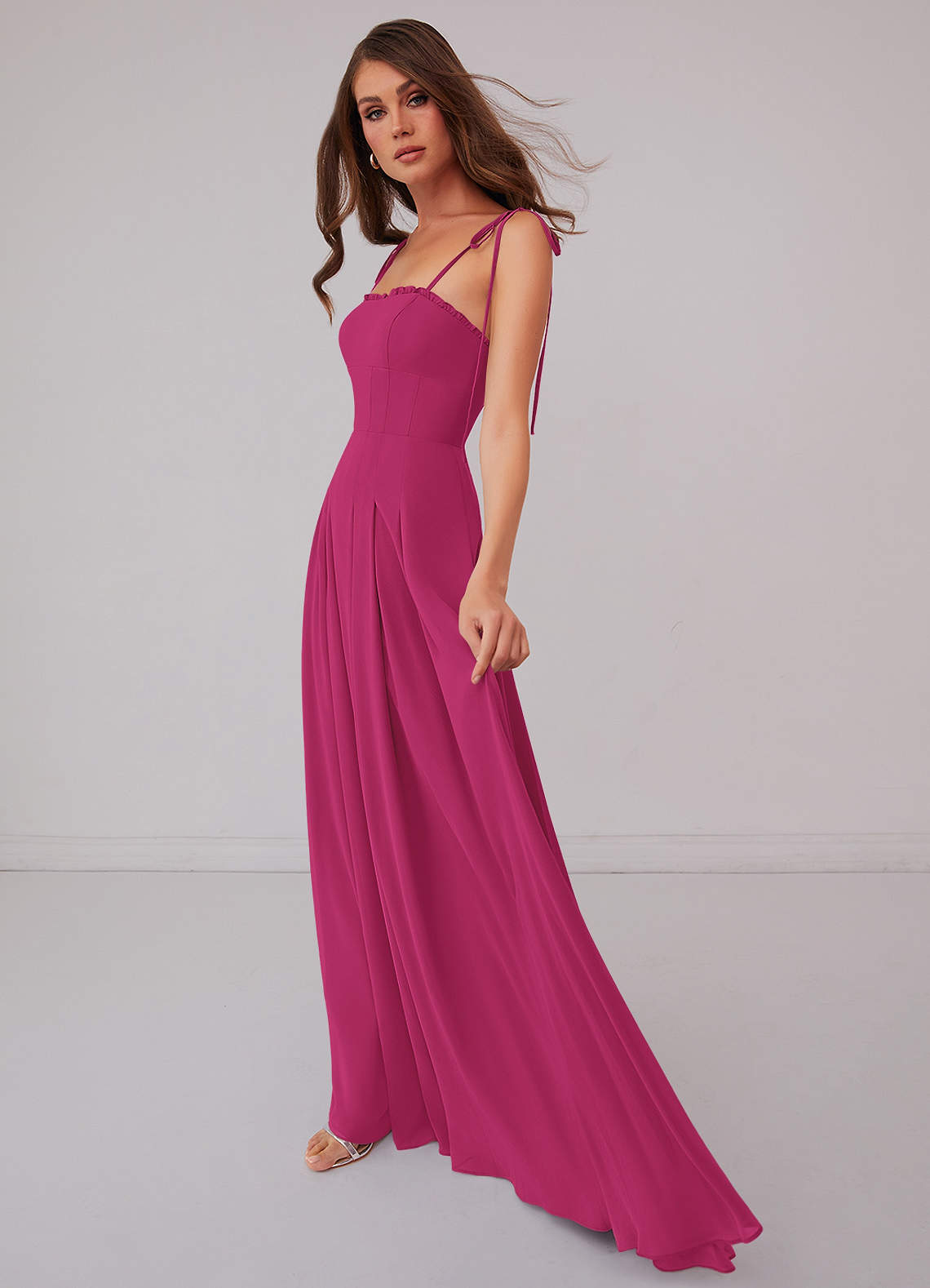 Barbie™ Pink Box Pleated Chiffon A-Line Dress Bridesmaid Dresses | Azazie