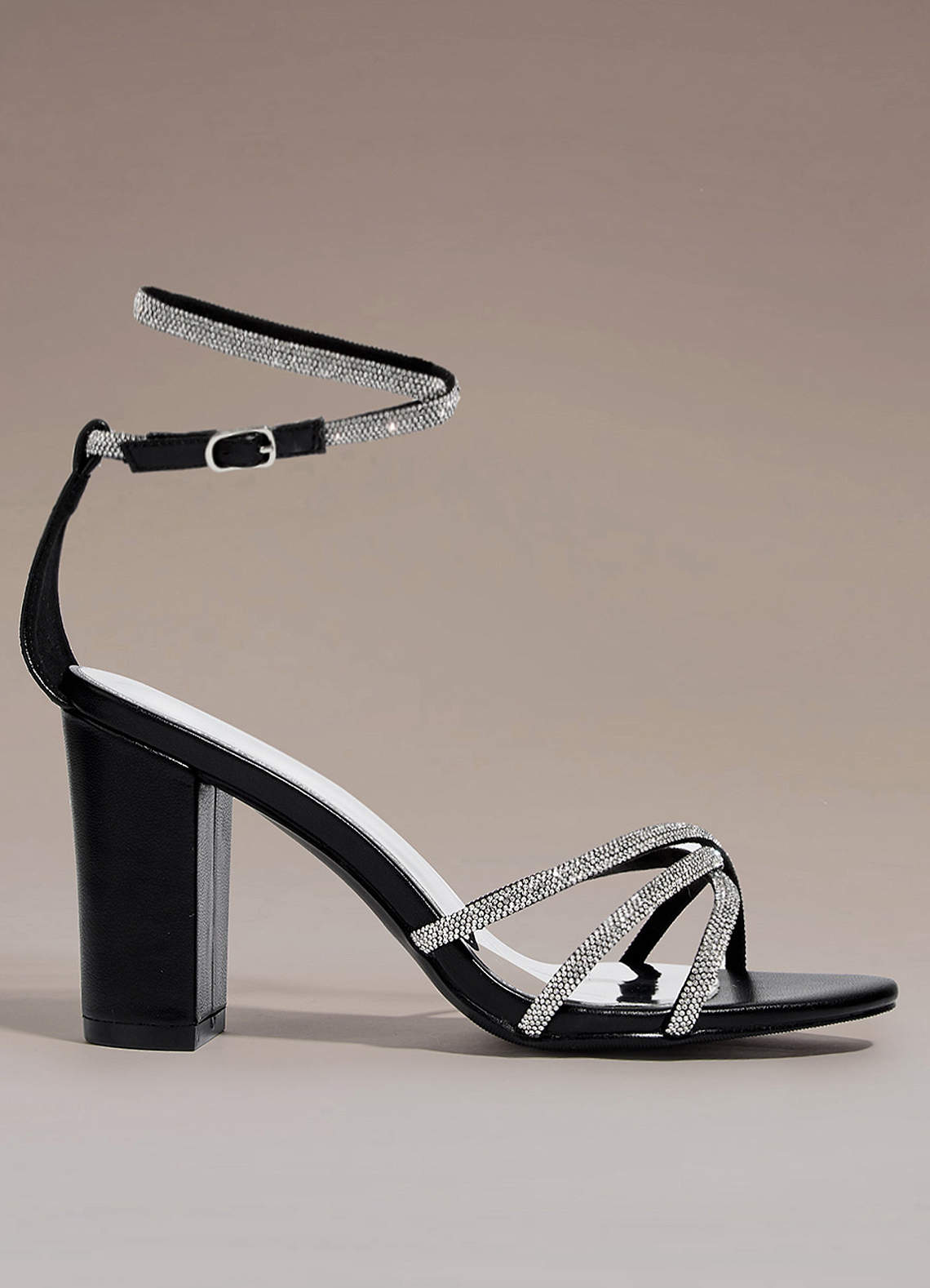 Black Rhinestone Strappy Heels | Azazie
