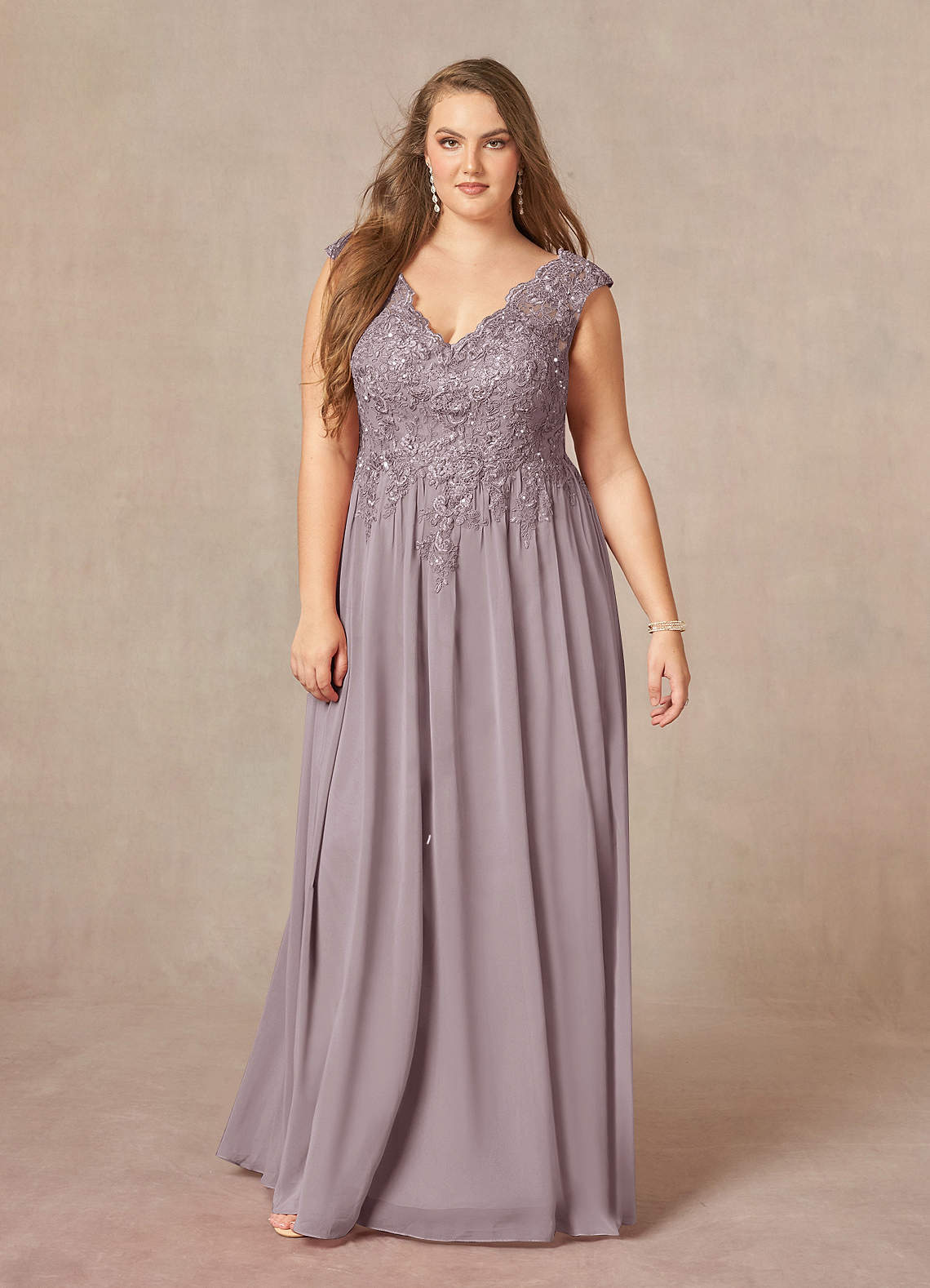 Azazie Amethyst Dusk A-Line V-Neck Sequins Chiffon Dress | Azazie