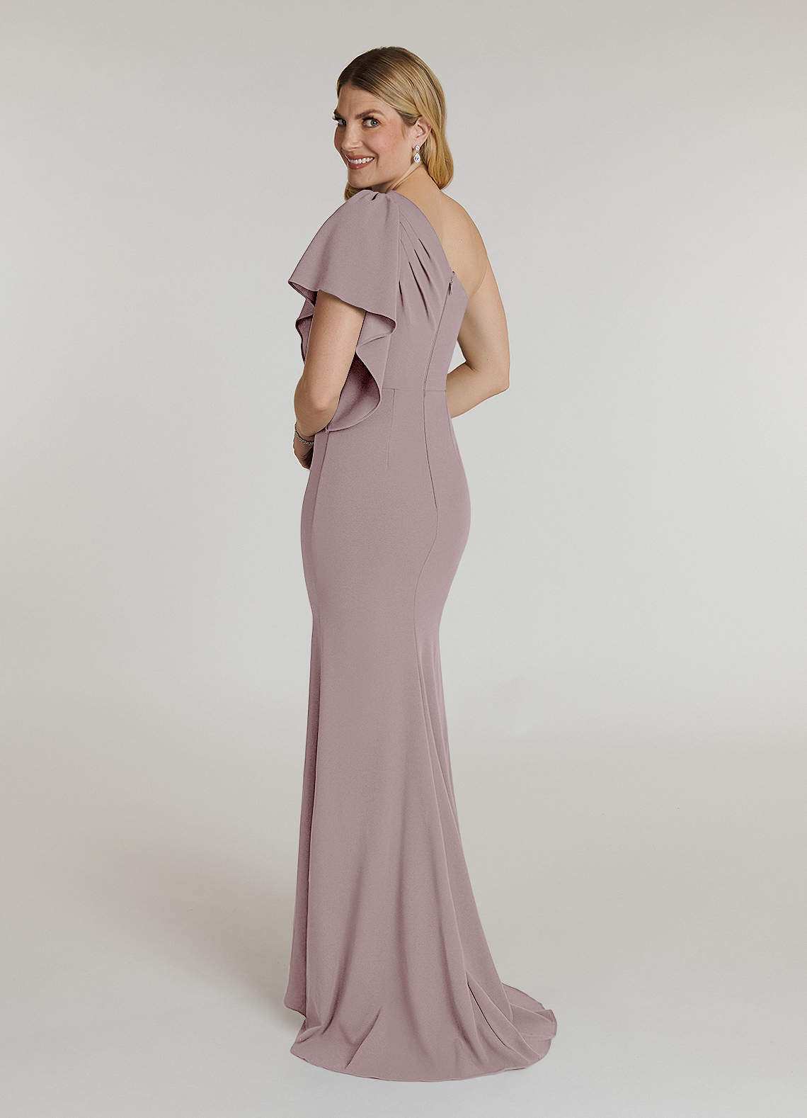 Vintage Mauve Azazie Pia Mermaid Pleated Stretch Crepe Sweep train ...