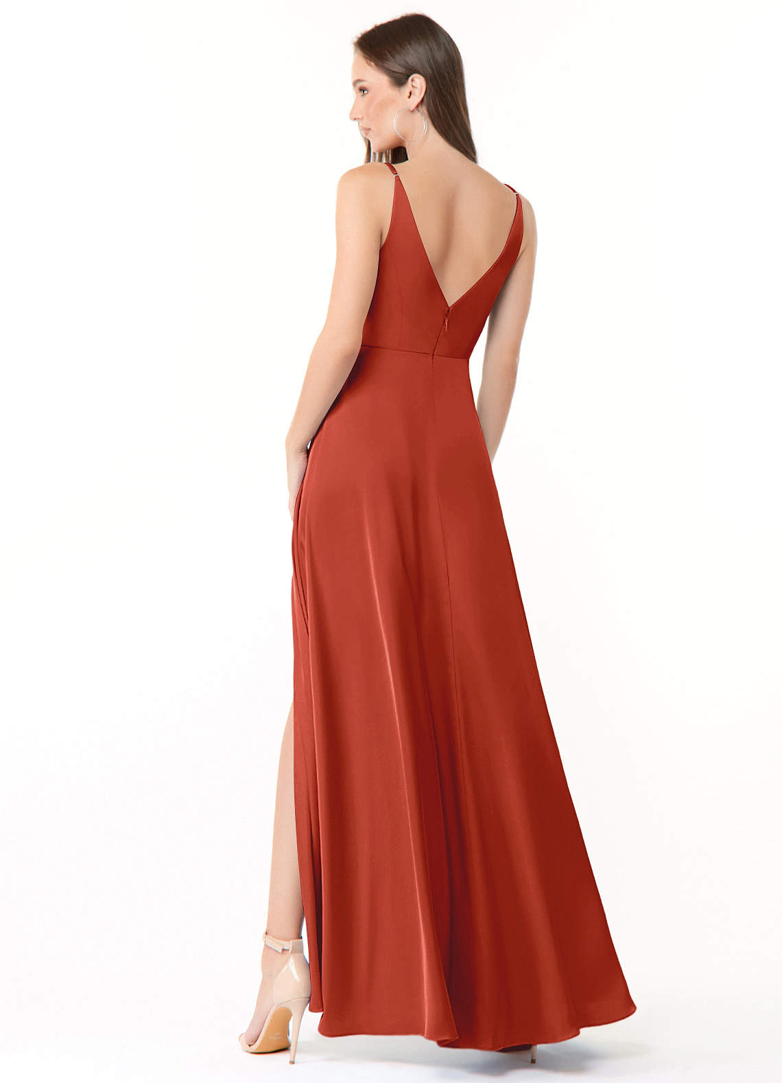Azazie Dalilah Stretch Satin Dress Rust Bridesmaid Dresses | Azazie