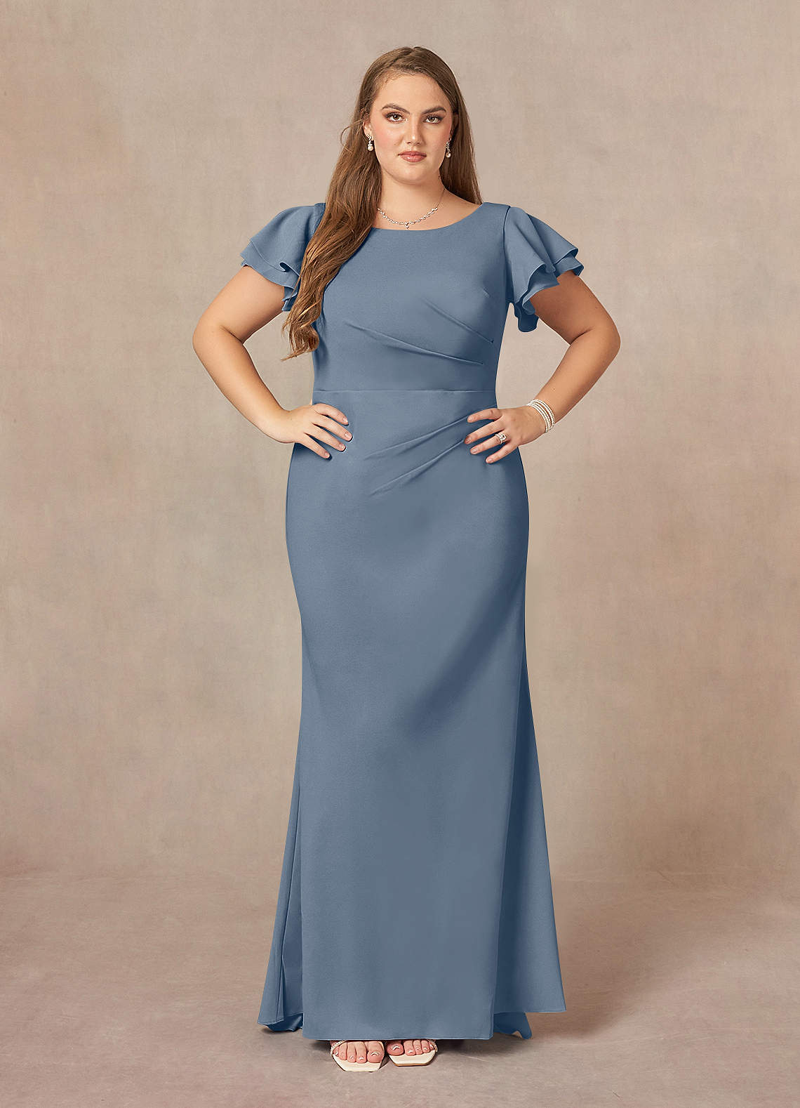 Azazie Peppermint Twilight Mermaid Scoop Ruched Stretch Crepe Dress ...