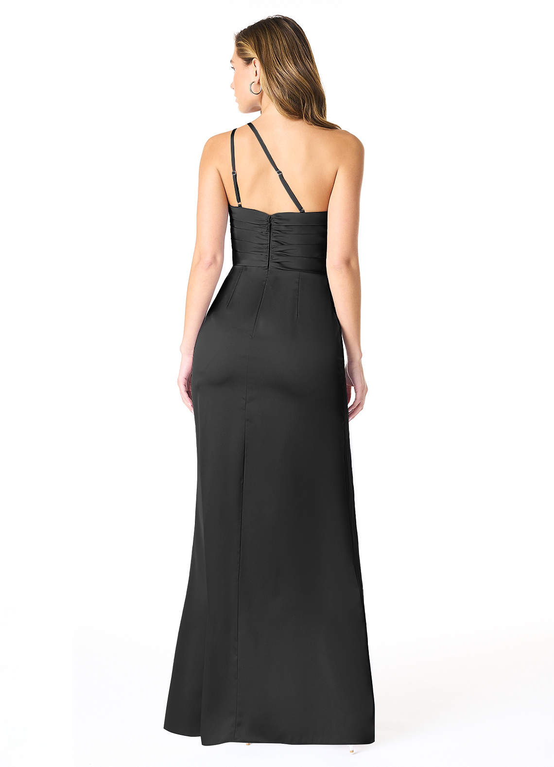 Azazie Eren Stretch Satin Dress Black Bridesmaid Dresses | Azazie