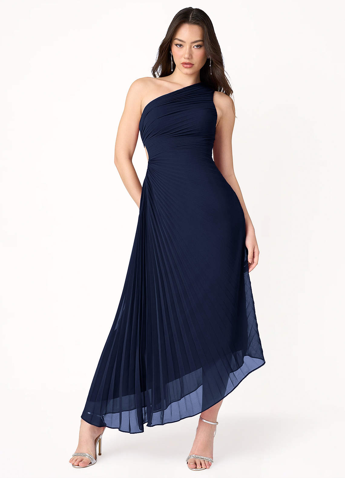Angelina Navy Asymmetrical Dress Atelier Dresses | Azazie