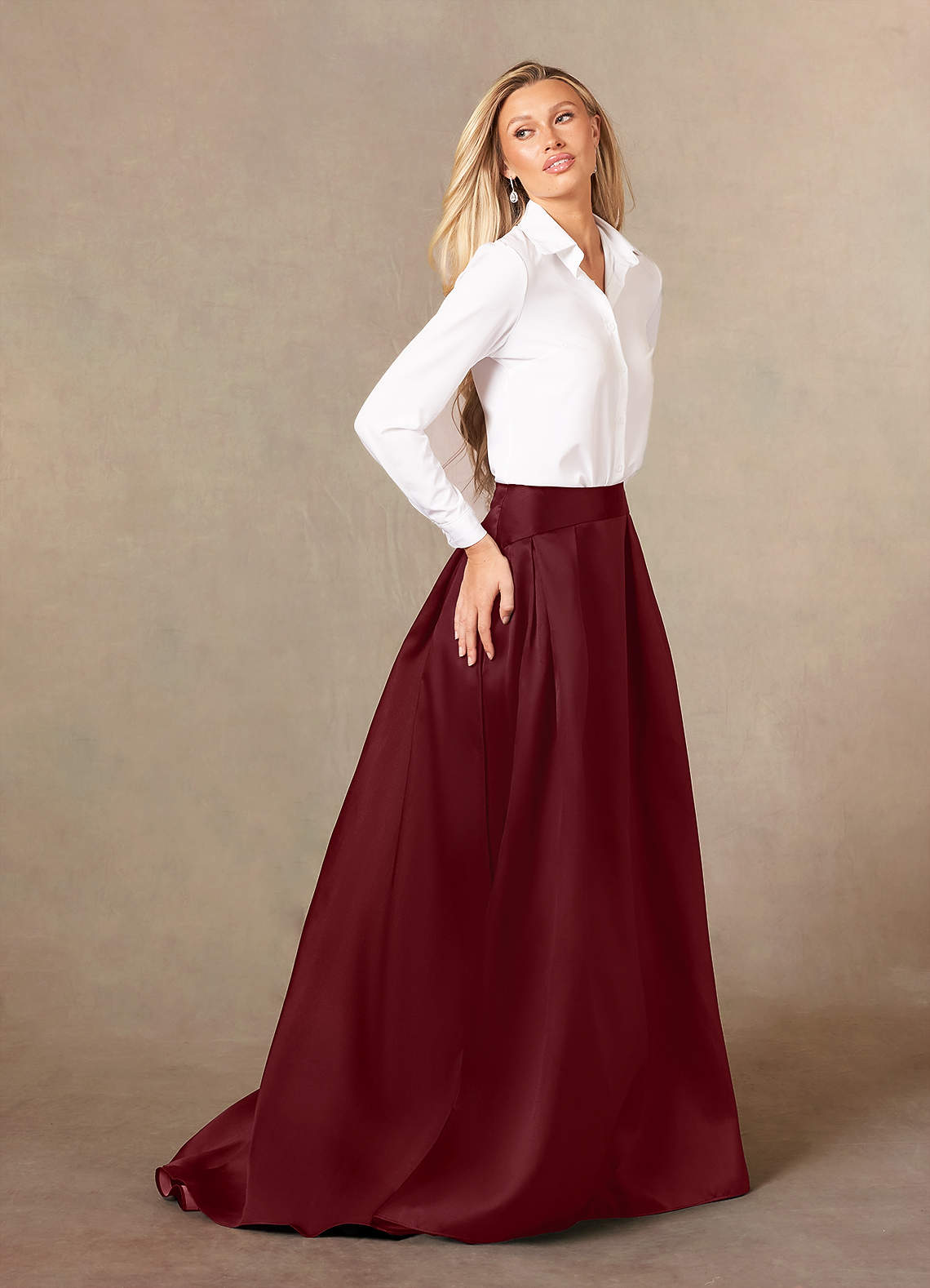 Burgundy Azazie Sarai Pleated Mikado Separates | Azazie
