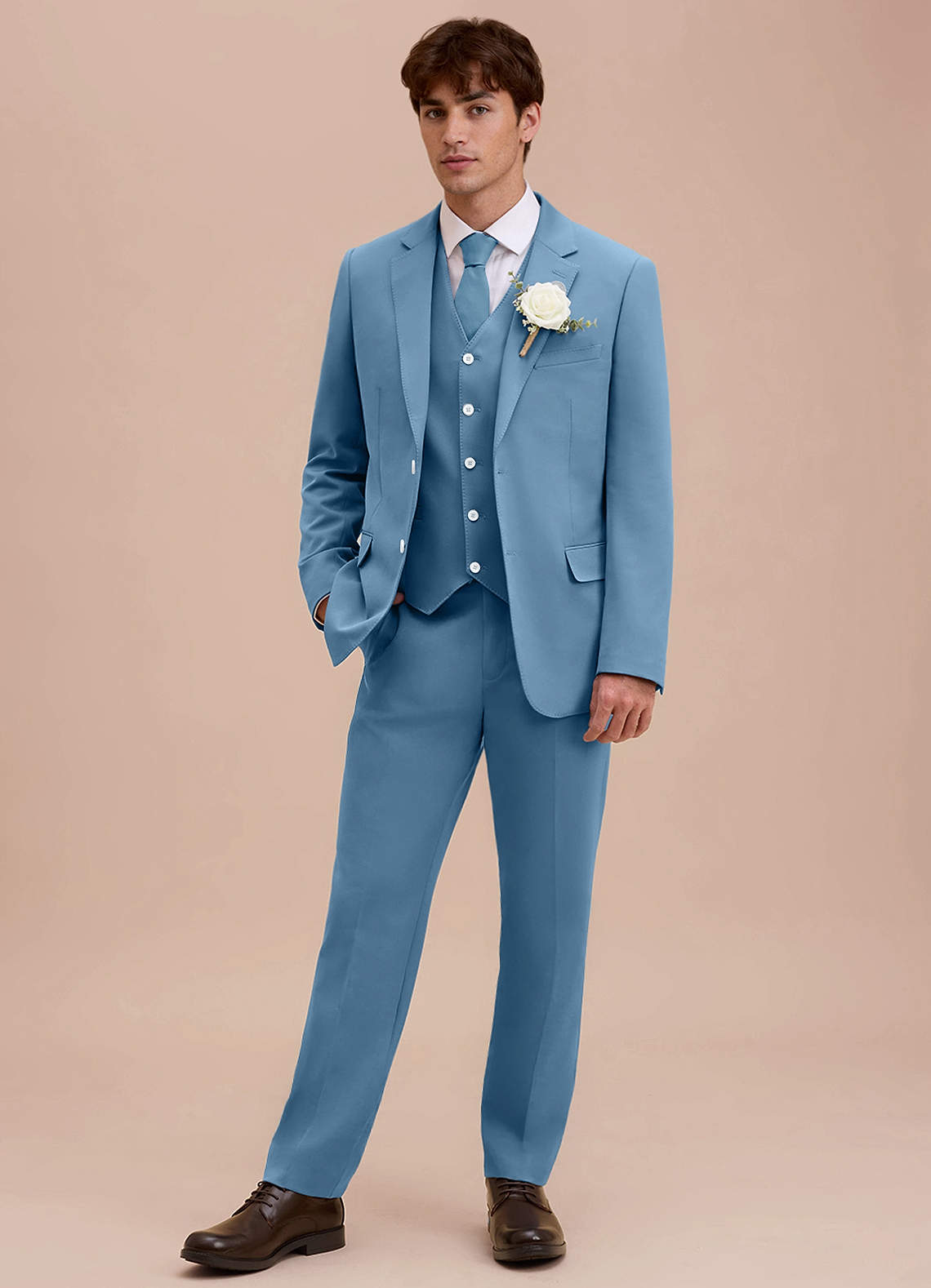 Ethan Steel Blue Refined Weave 3-piece Suit | Suit Sets |Azazie