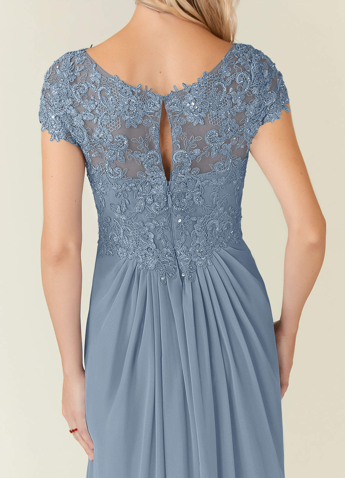 Azazie Jet Dusty Blue A-Line Sequins Chiffon Dress | Azazie