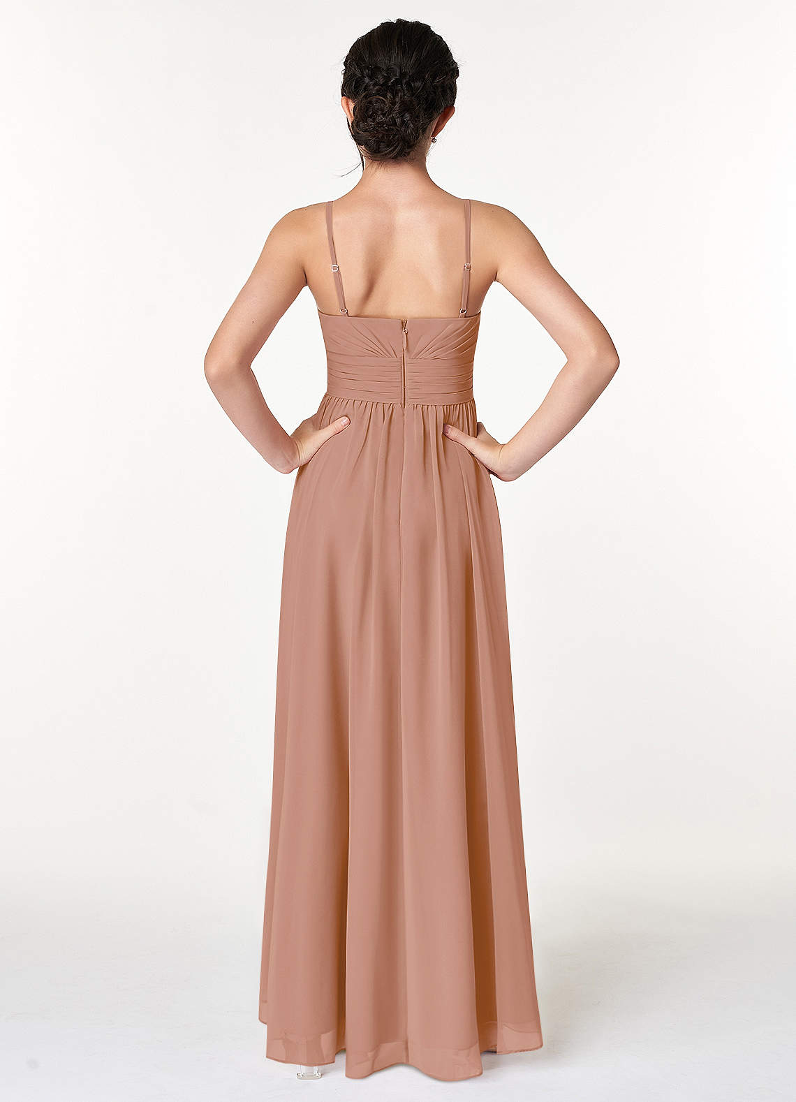 Champagne Rose Azazie Catalina JBD Junior Bridesmaid Dresses | Azazie