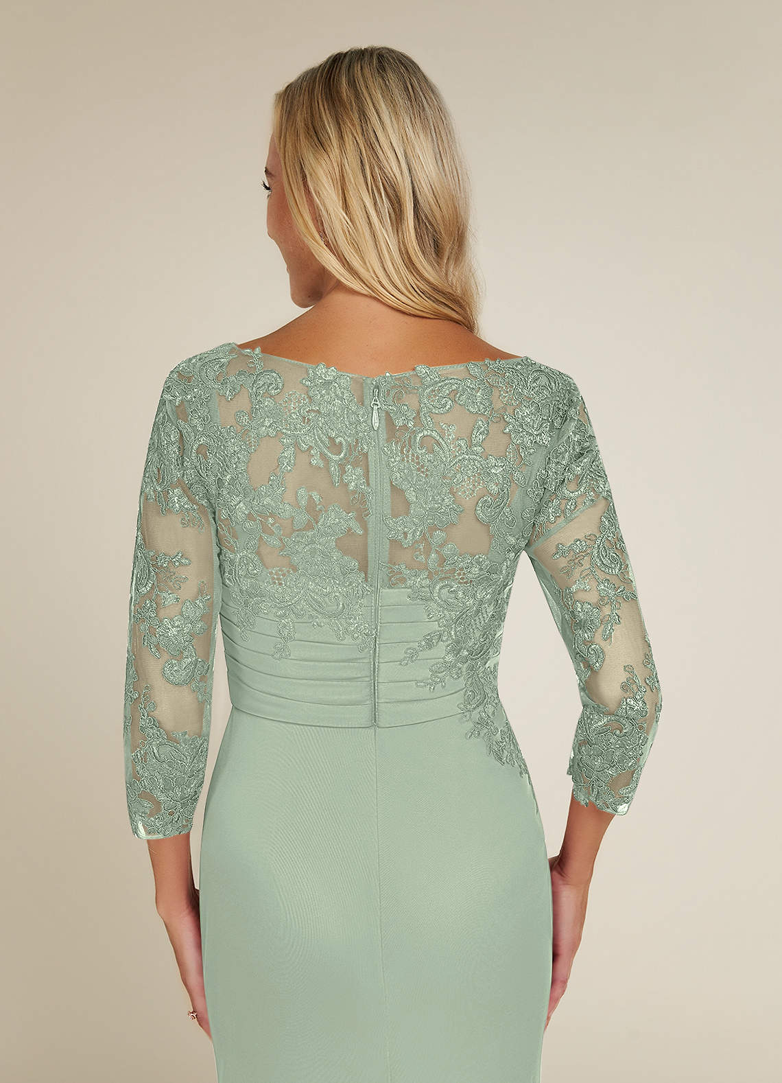 Azazie Alisondra Dusty Sage Sheath Scoop Lace Lace Dress | Azazie