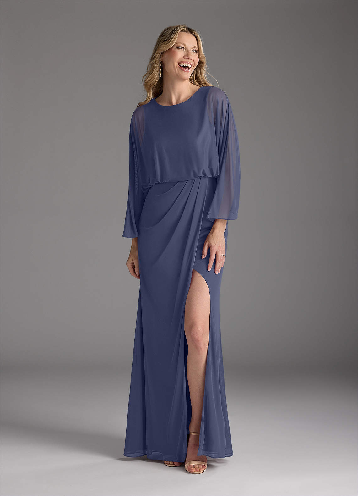 Azazie Ysabella Stormy Mermaid Pleated Mesh Dress Mother of the Bride ...