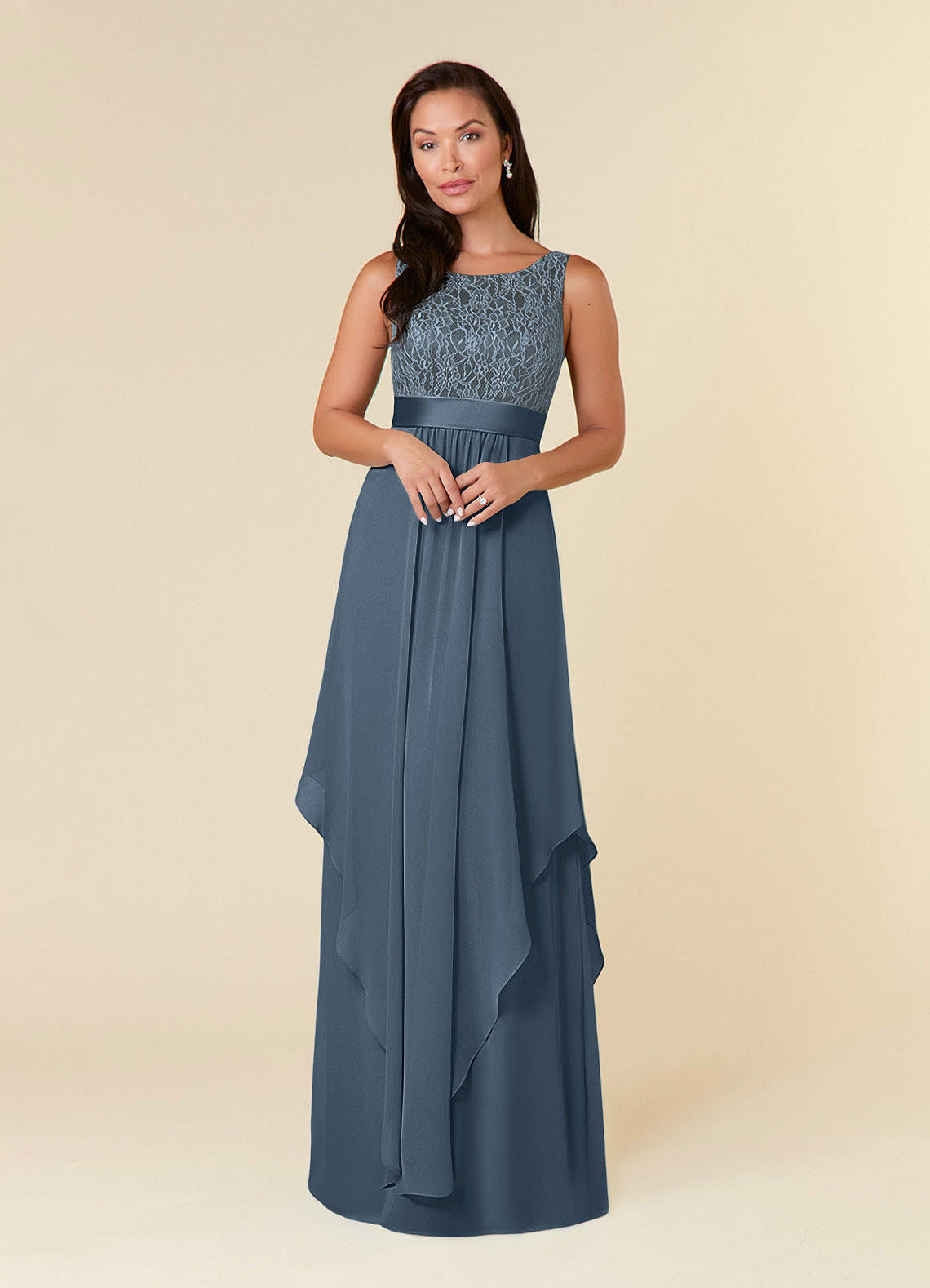 Azazie Xella Neptune A-Line Lace Chiffon Dress | Azazie