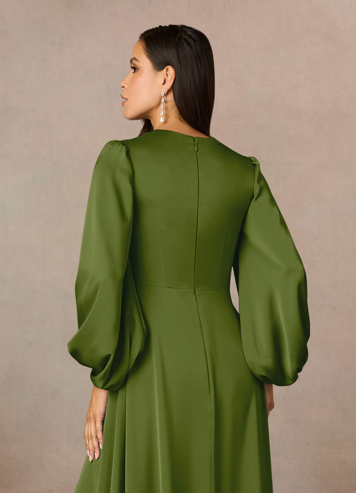 Azazie Luna Juniper A-Line Pleated Stretch Satin Dress | Azazie