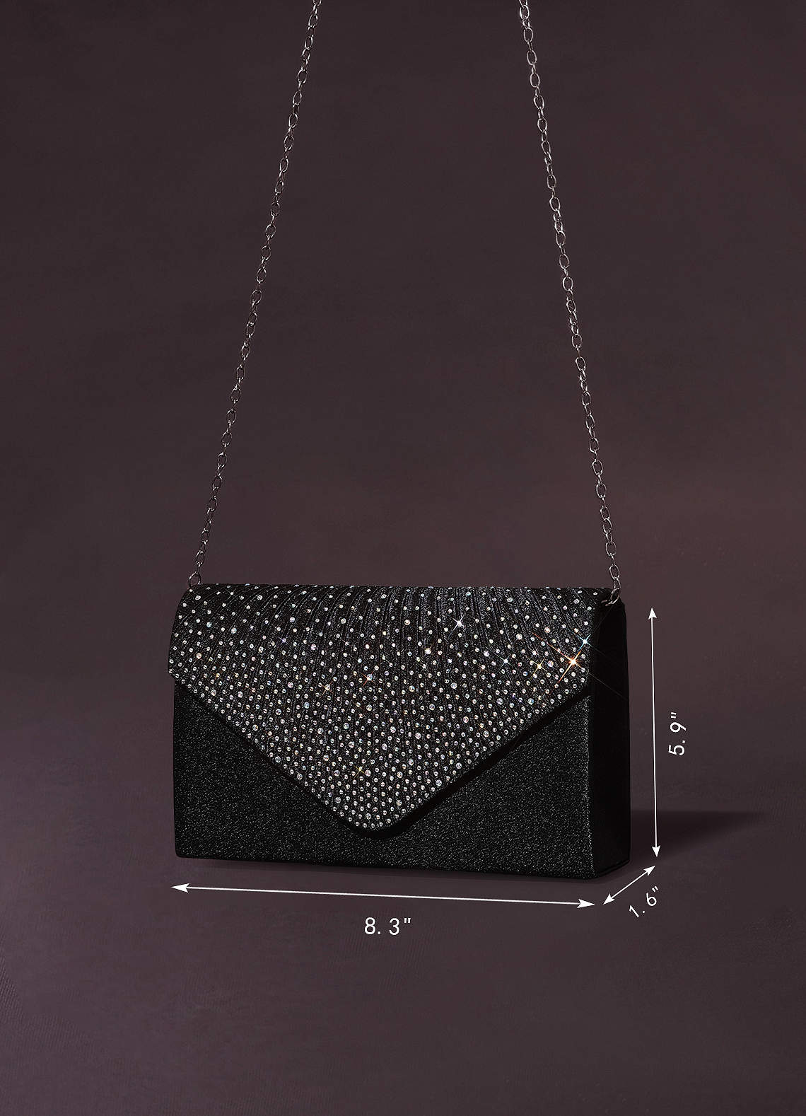 Black Rhinestone Satin Clutch Bag | Azazie