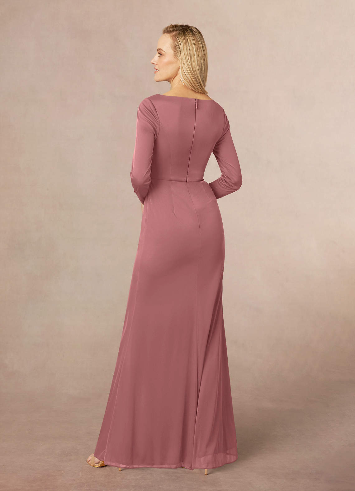 Desert Rose Azazie Risa Mermaid V-Neck Pleated Mesh Floor-Length Dress ...