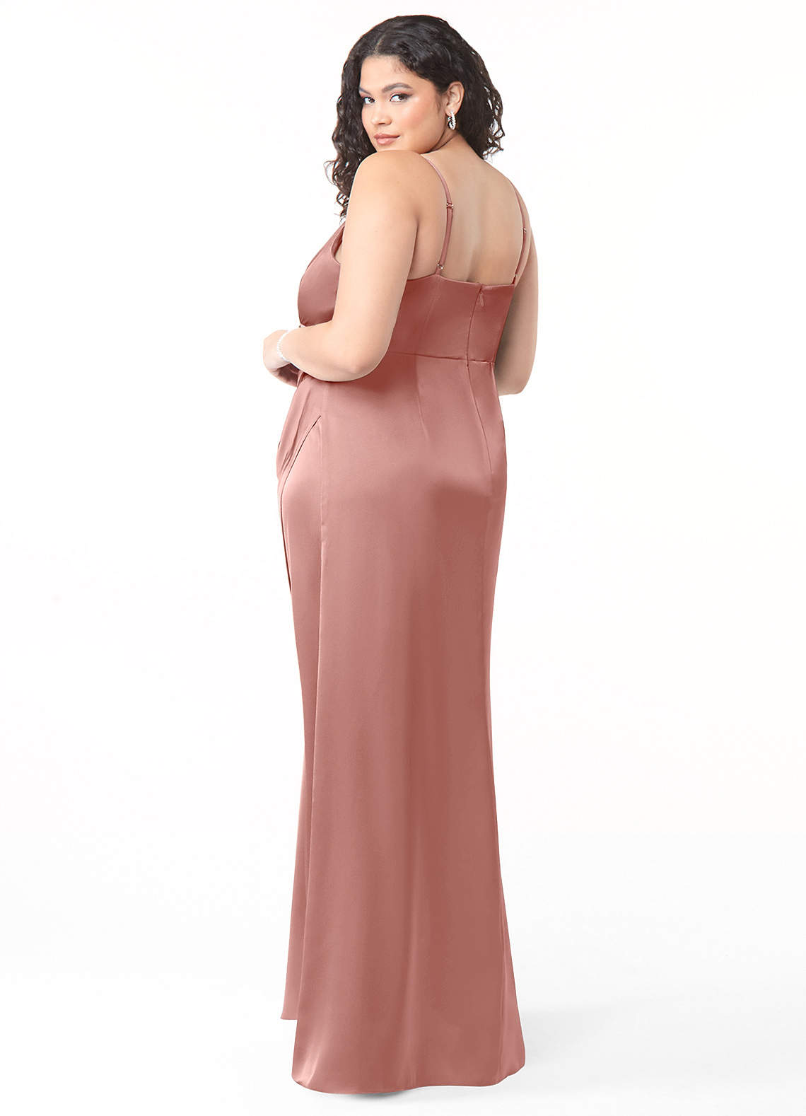 Azazie Maci Stretch Satin Dress Rosette Bridesmaid Dresses | Azazie CA