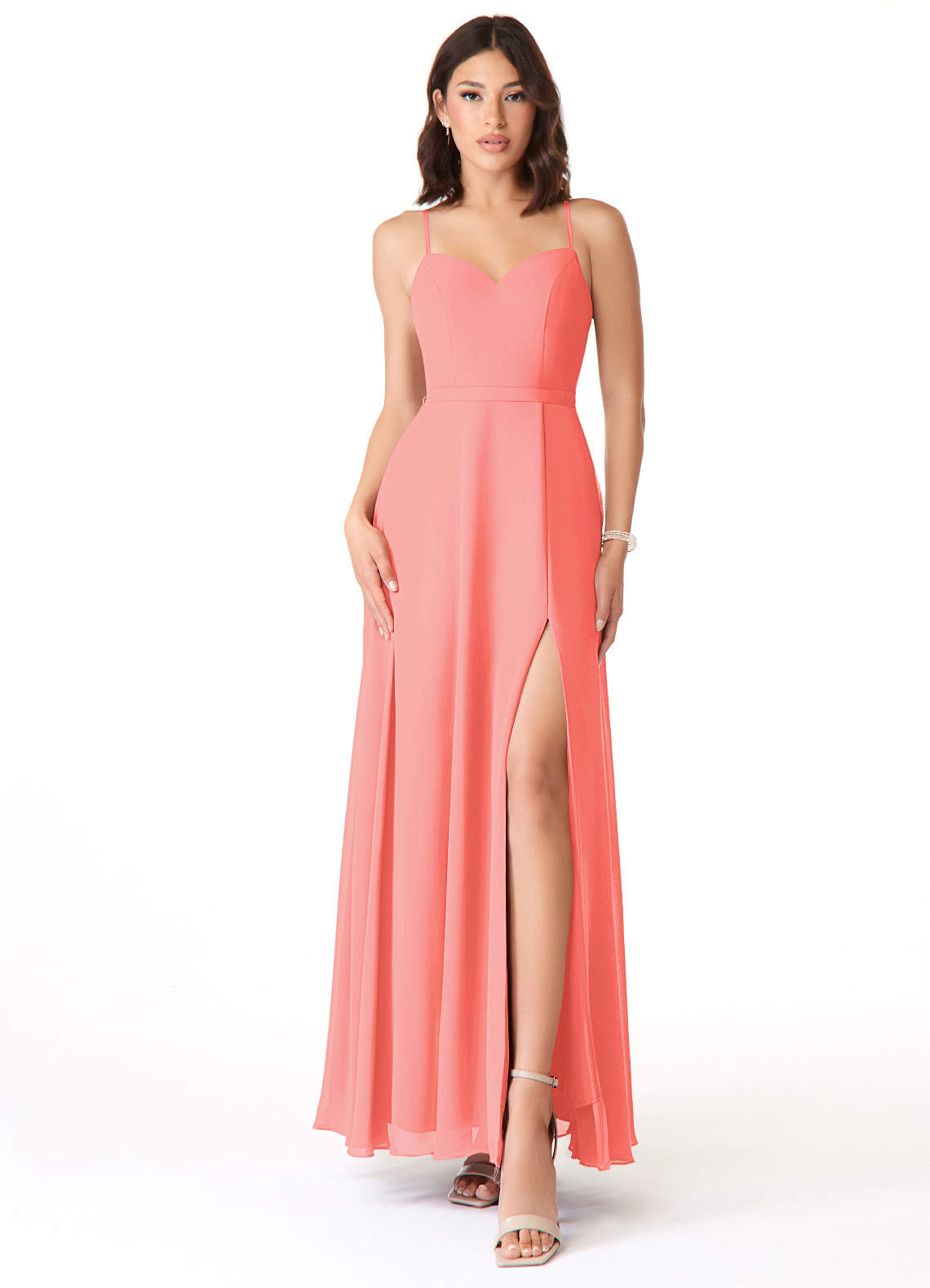 Coral Azazie Mandy Bridesmaid Dresses | Azazie
