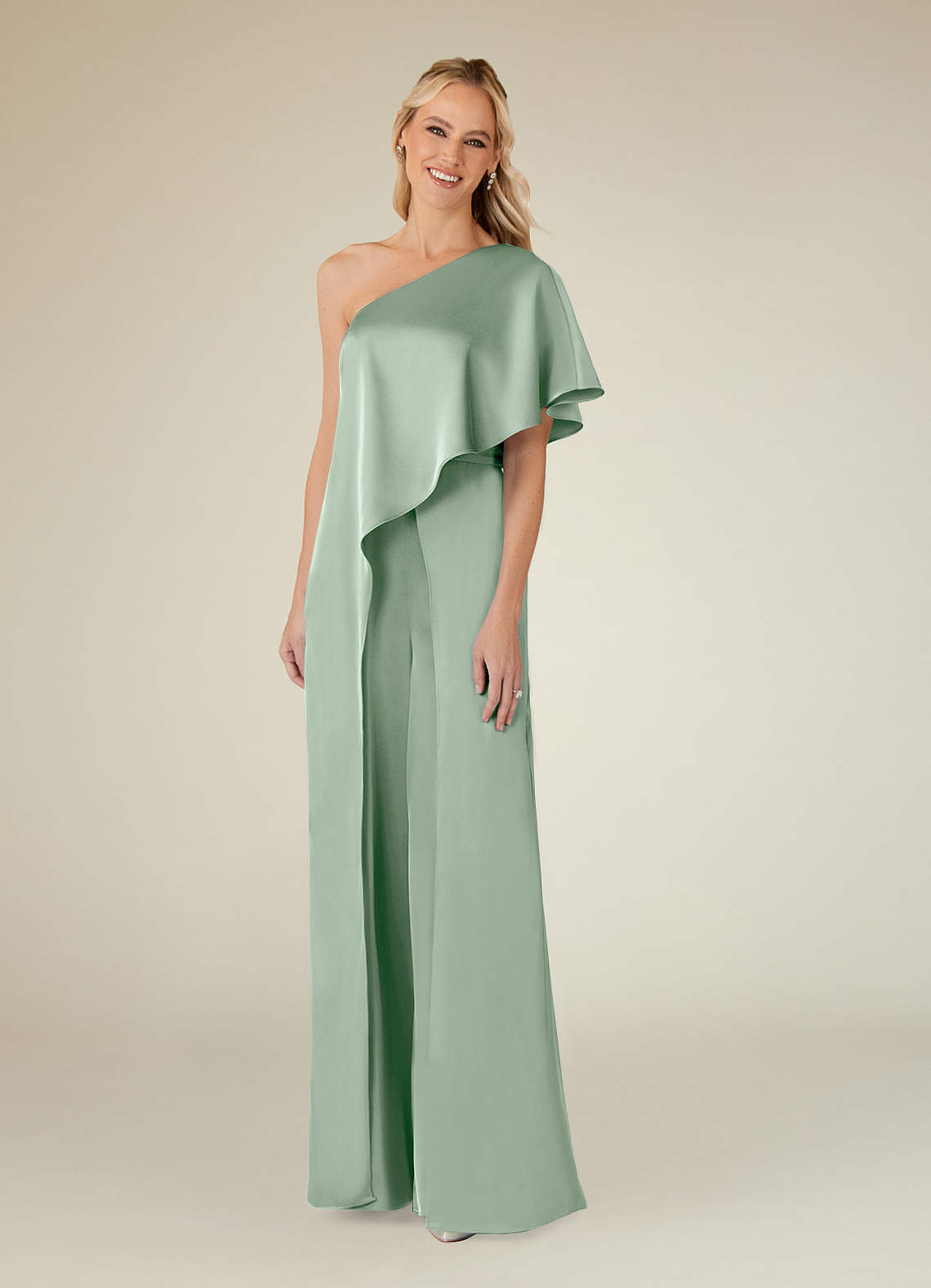 Agave Azazie Hagretta Agave Jumpsuit/Pantsuit Stretch Satin Dress | Azazie