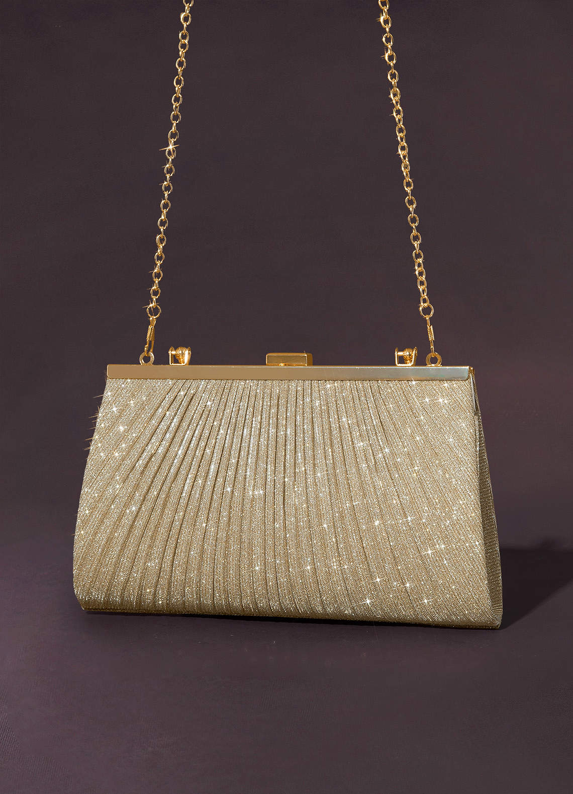 Gold Glitter Pleated Handbag | Azazie