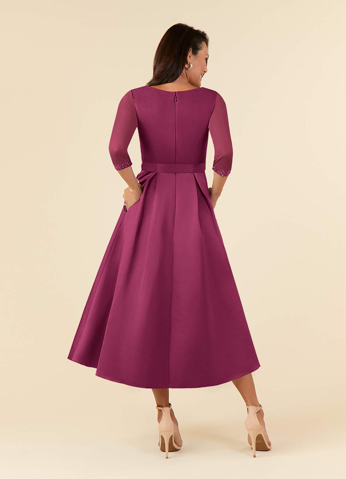 Azazie Maritza Mulberry A-Line Pleated Matte Satin Dress Mother of the ...