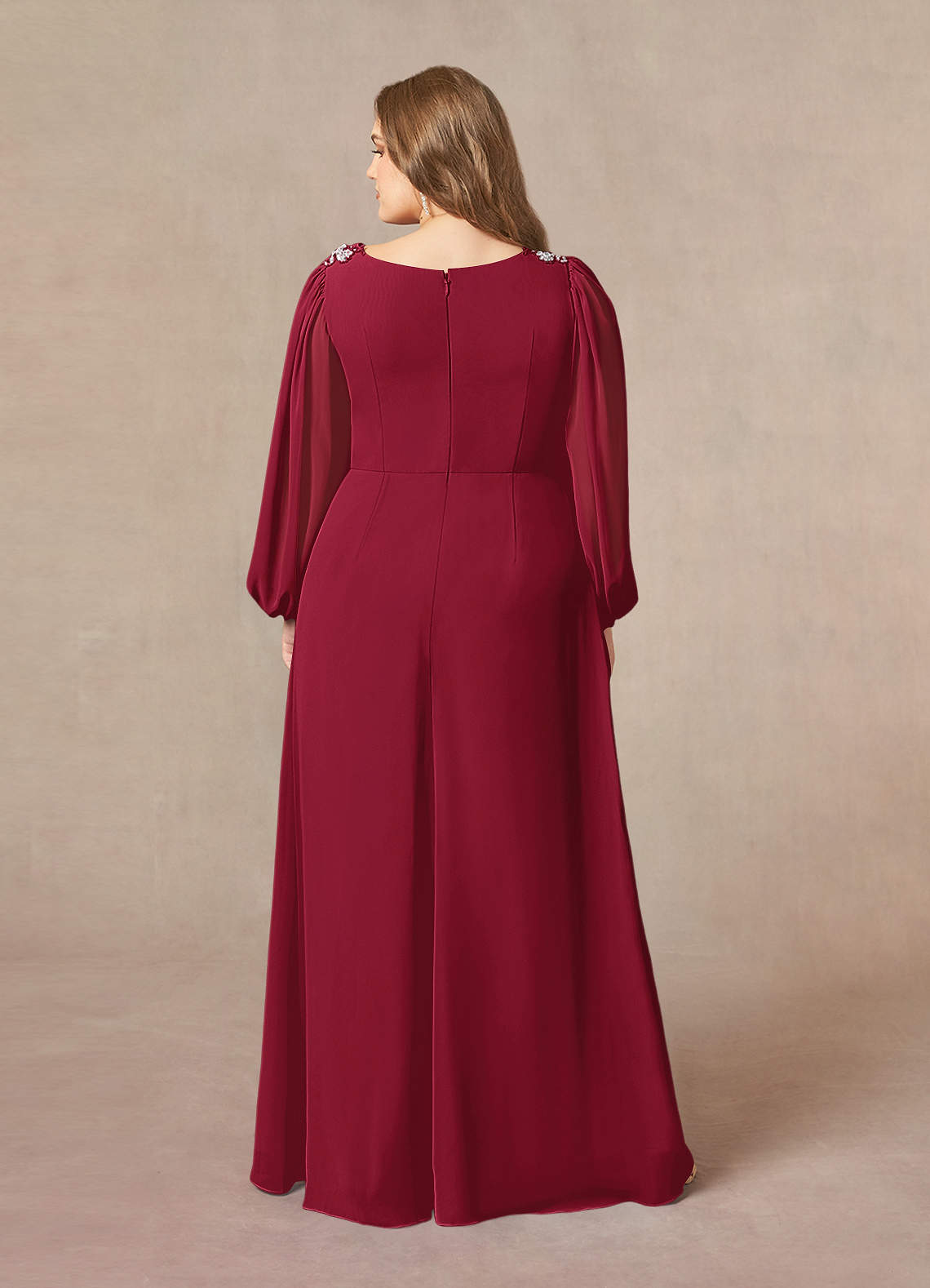 Azazie Gypsy Burgundy A-Line V-Neck Sequins Chiffon Dress | Azazie
